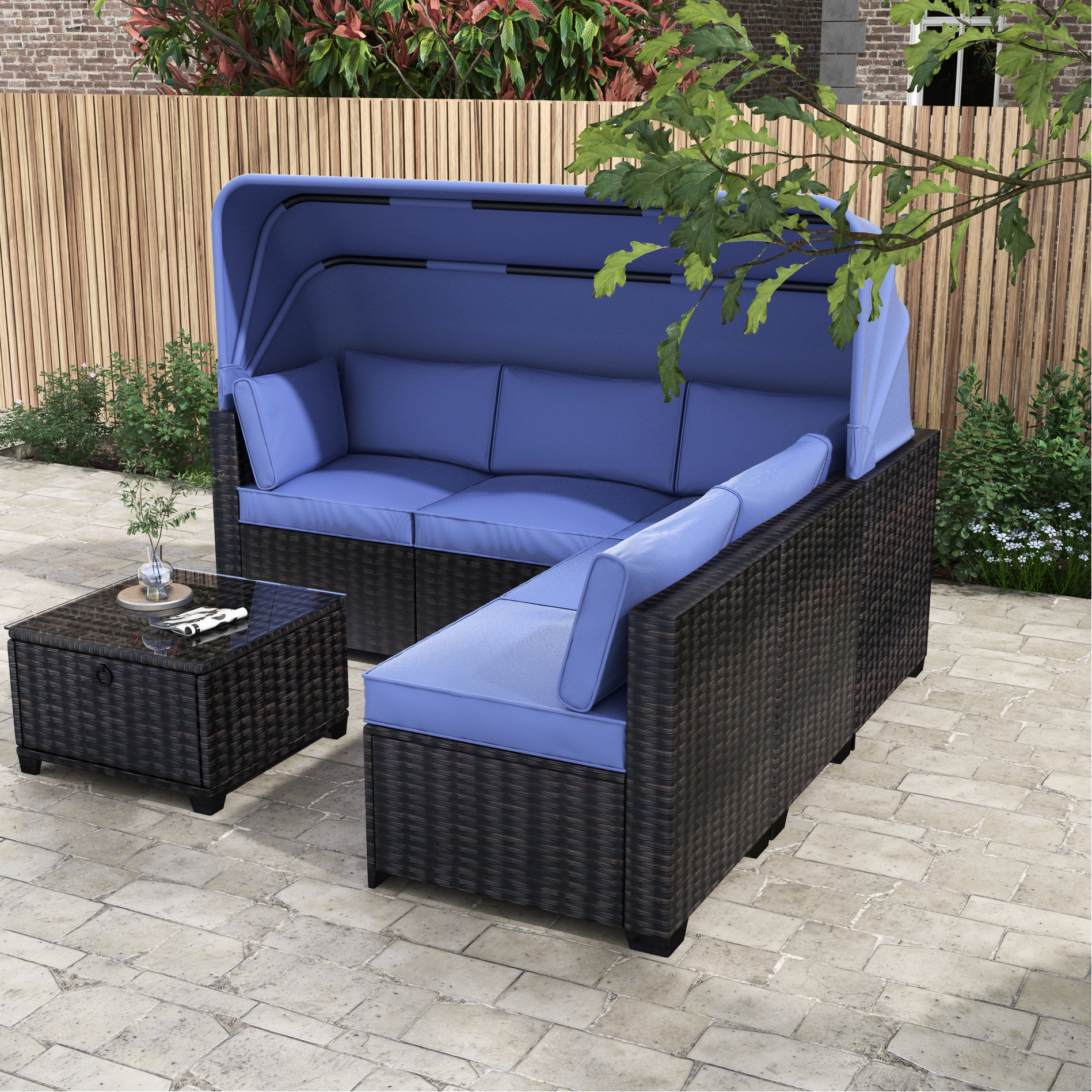 Latitude Run® Convertible Patio With Lifting Table, Sunproof , 6 ...