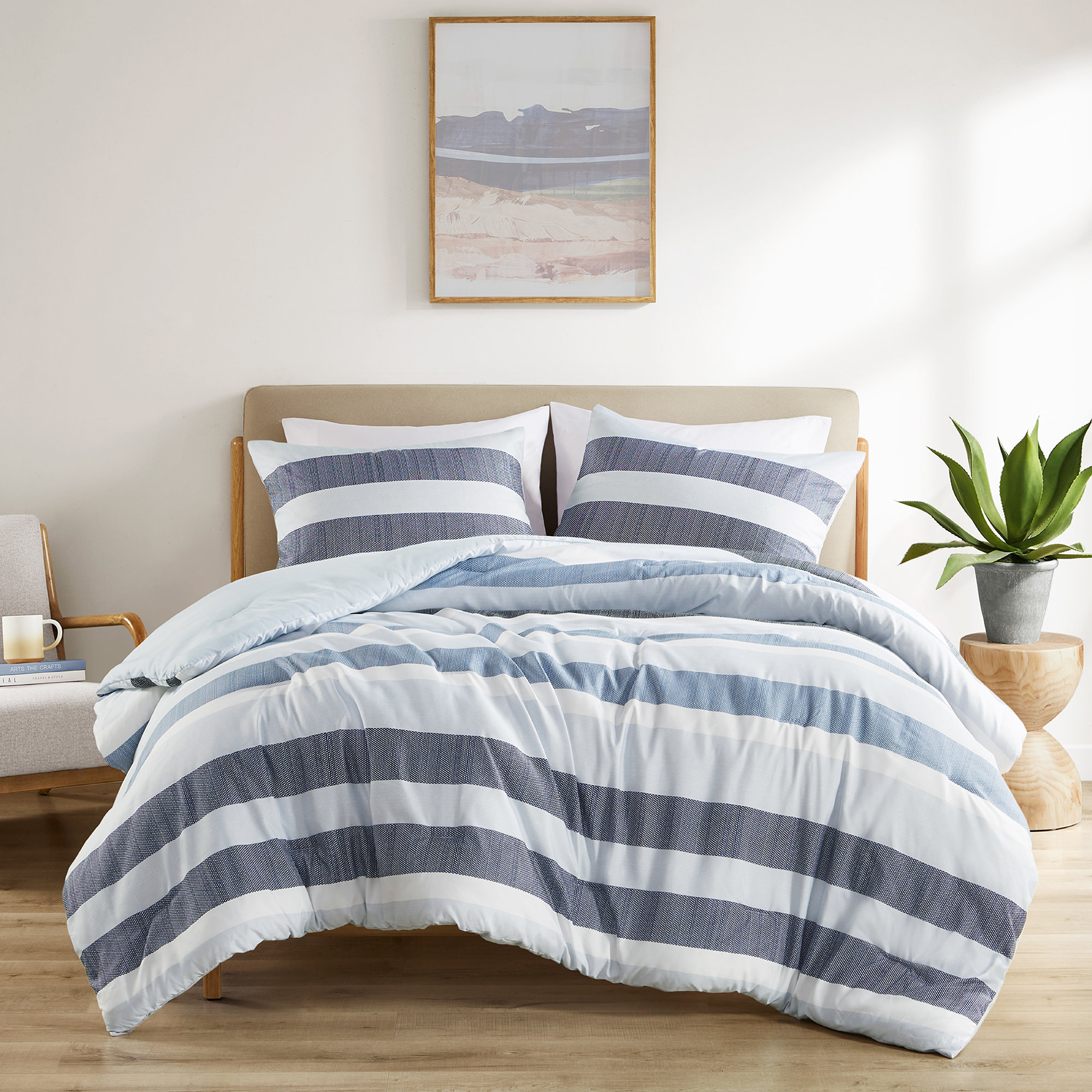 510 Design Blake Stripe Textured Print Microfiber Comforter Set ...
