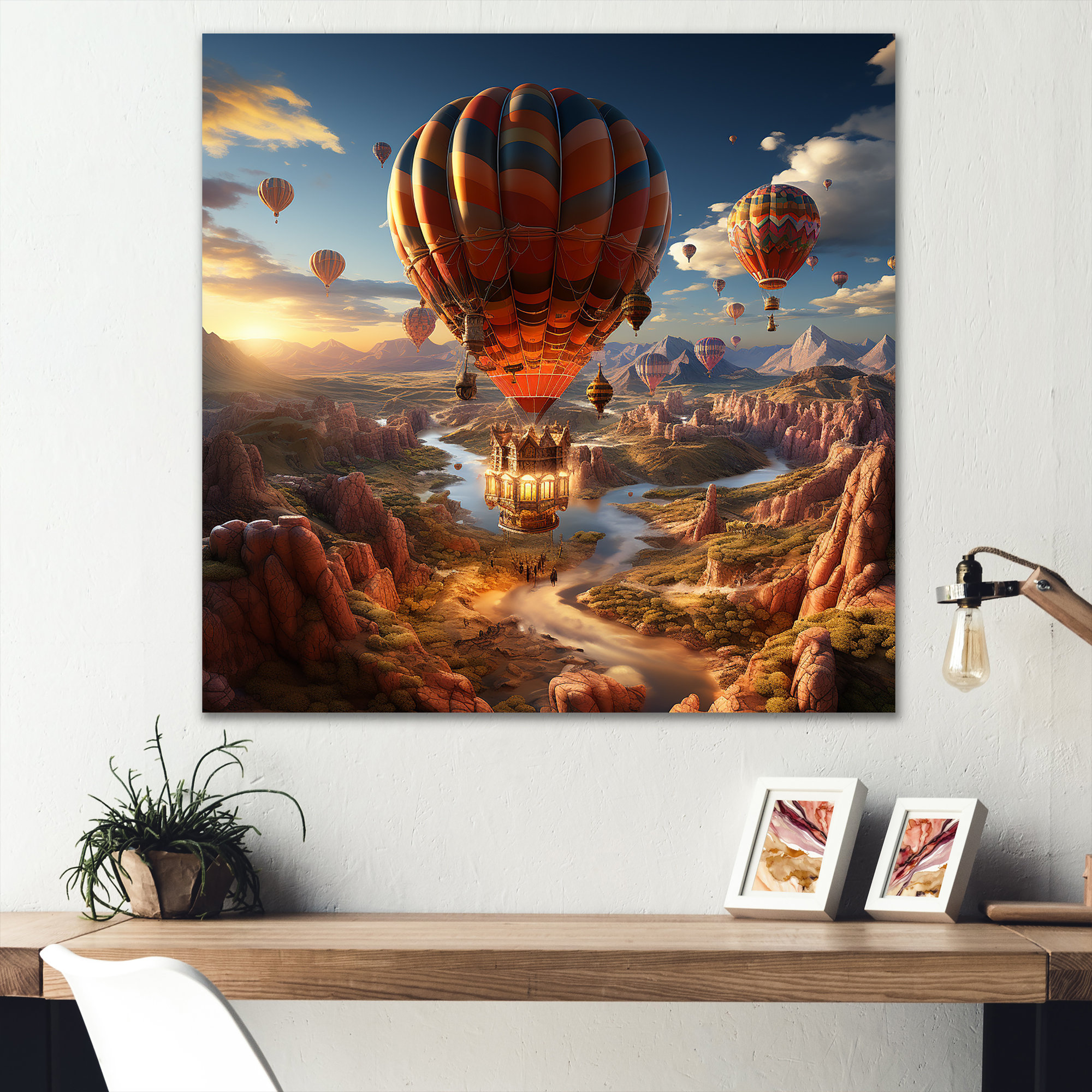 Millwood Pines A Fantasy Art Depiction Of Hot Air Balloons On Canvas ...