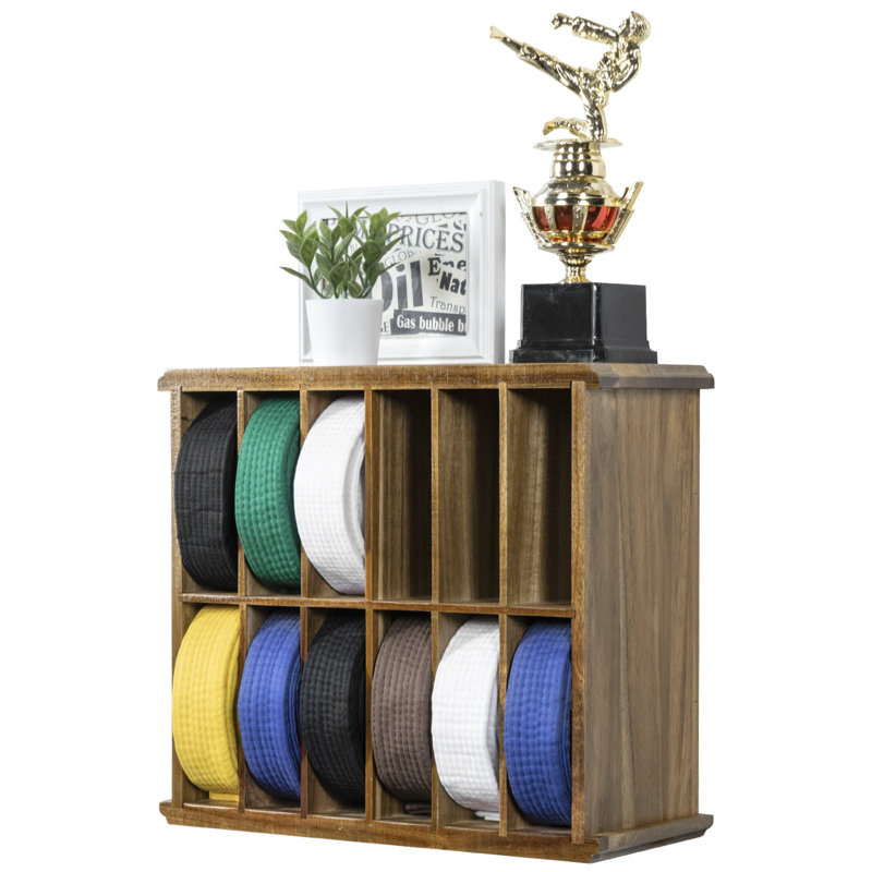 MyGift Acacia Wood Martial Arts Belt Display Holder Case | Wayfair