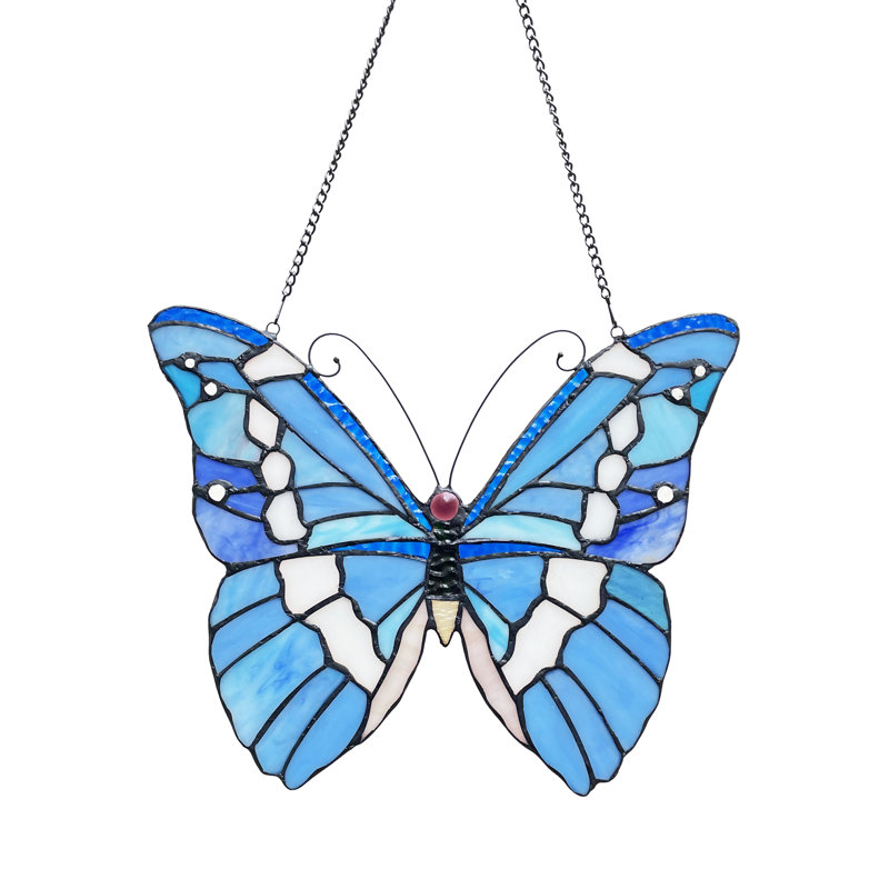 Lark Manor™ Butterfly Stained Glass Window Panel & Reviews | Wayfair
