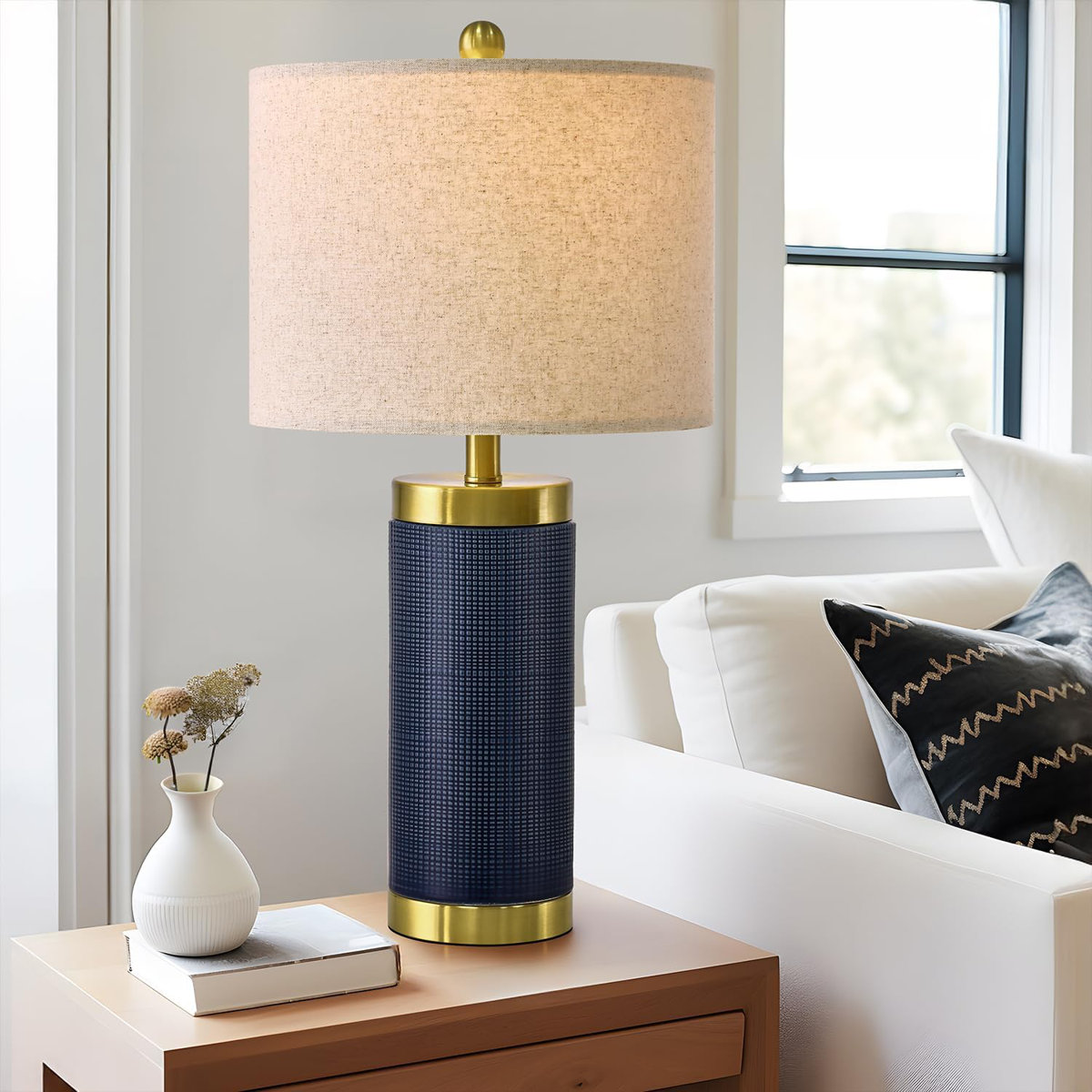 Mercer41 Modern Ceramic Bedside Table Lamp - Farmhouse Design For ...