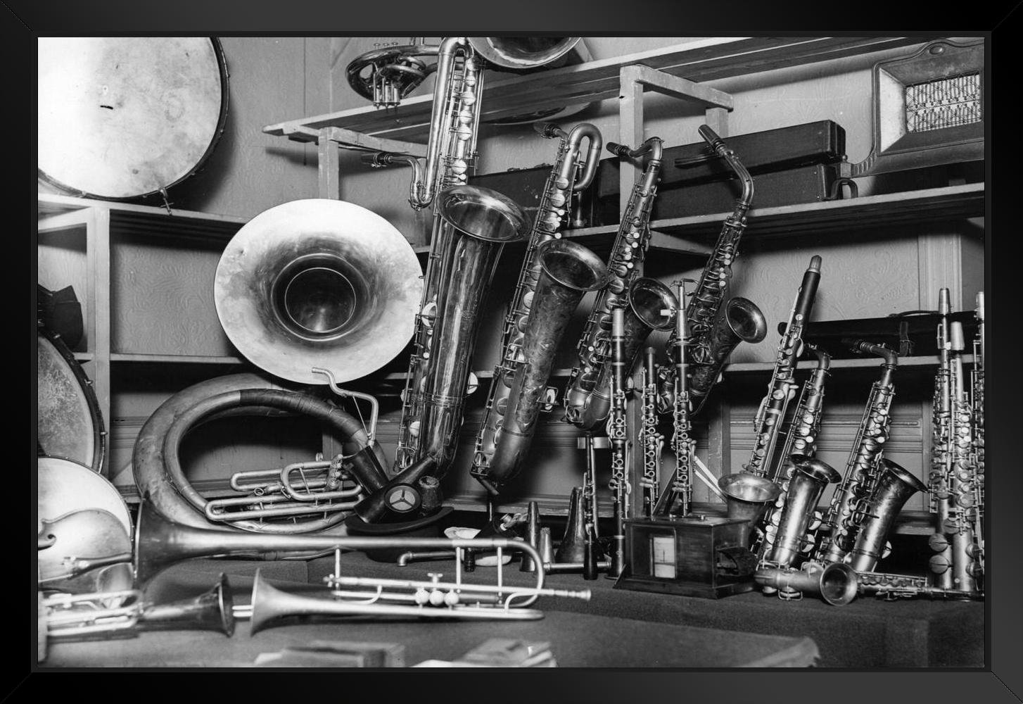 Latitude Run® Musical Instruments Vintage Black And White Photo Black ...