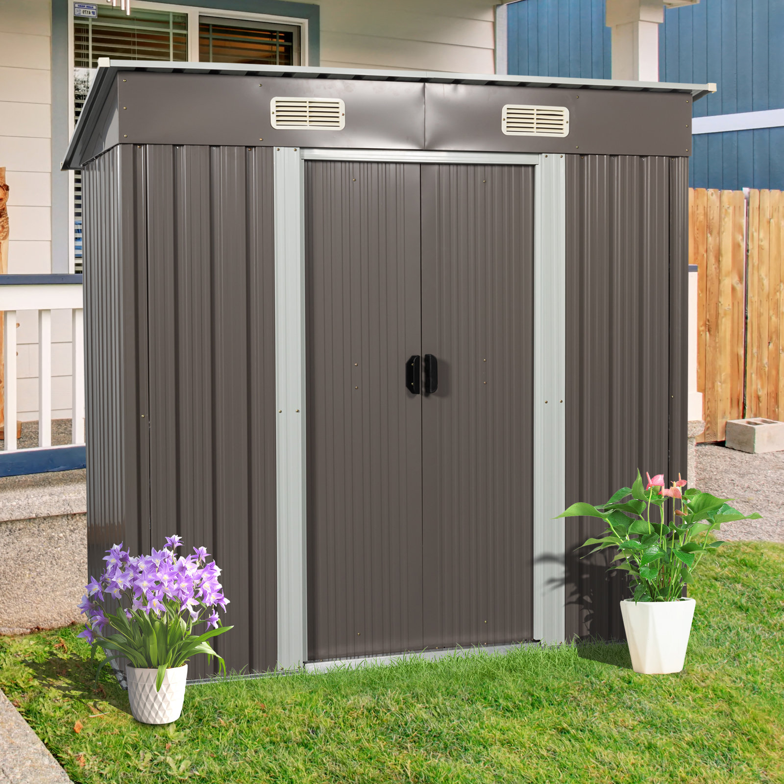 HOA.WWC 6x4 Metal Outdoor Storage Shed Gray | Wayfair