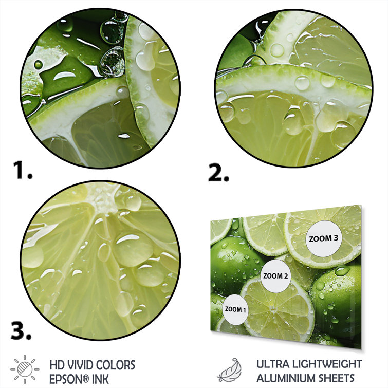 DesignArt Fruit Tangy Lime Pointillism - Food & Beverage Metal Wall Art ...