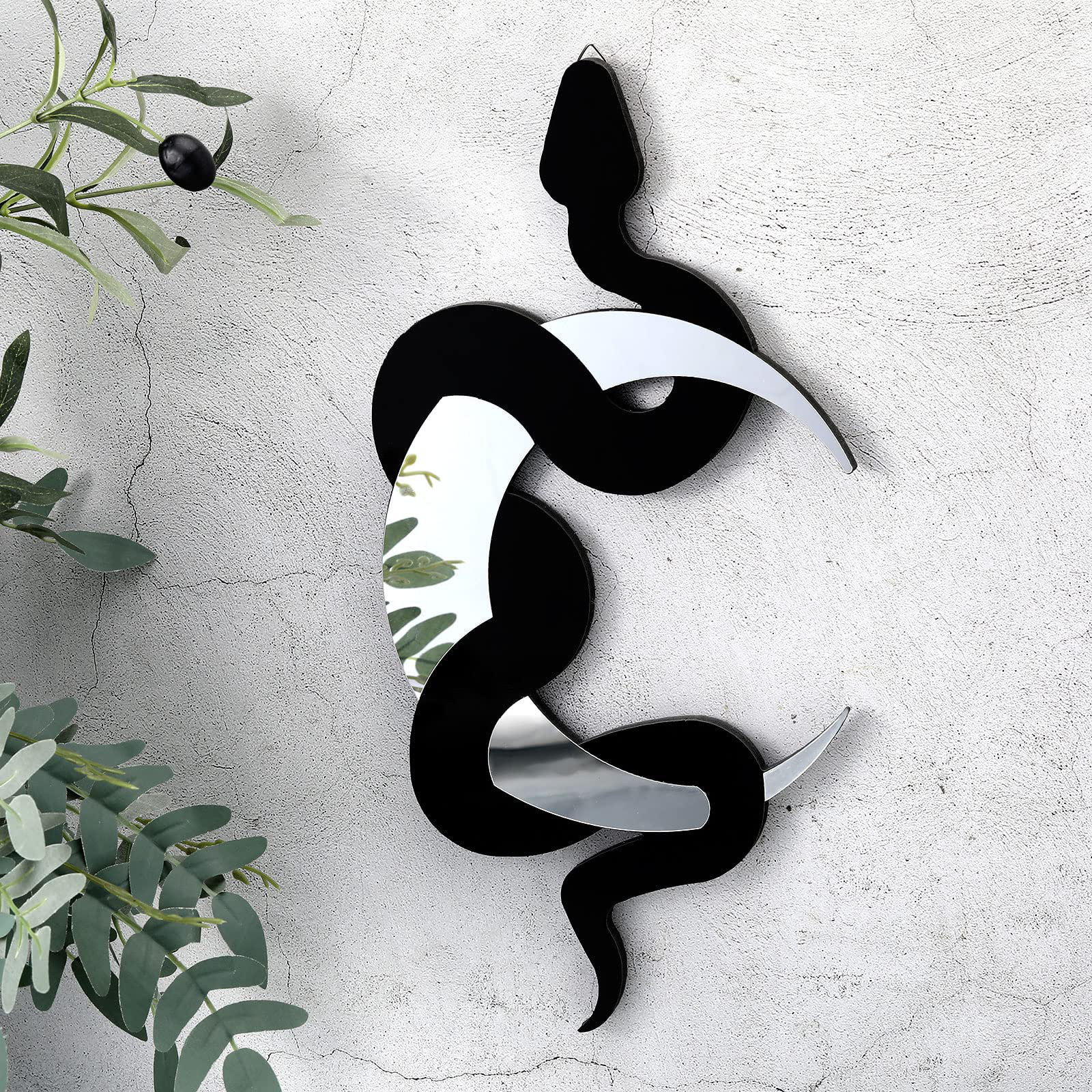 Latitude Run® Black Snake And Crescent Moon Mirror Wall Decor Boho ...