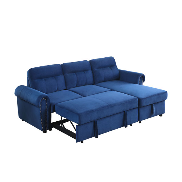 Rosdorf Park Jenilca 96.5" Wide Velvet Reversible Sleeper Sofa & Chaise ...