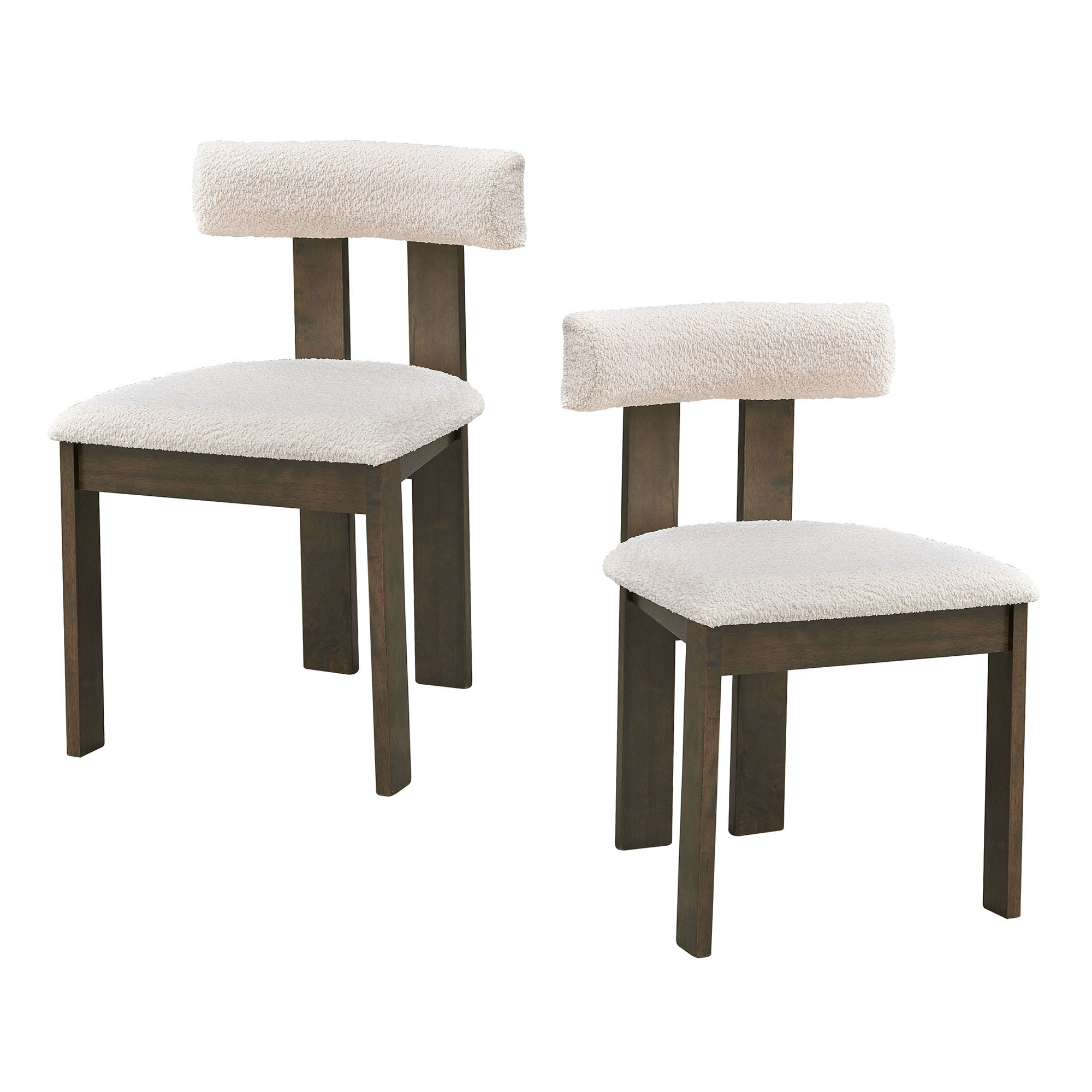 Latitude Run® Set of 2 Wooden Dining Chairs: Modern Boucle Upholstered ...