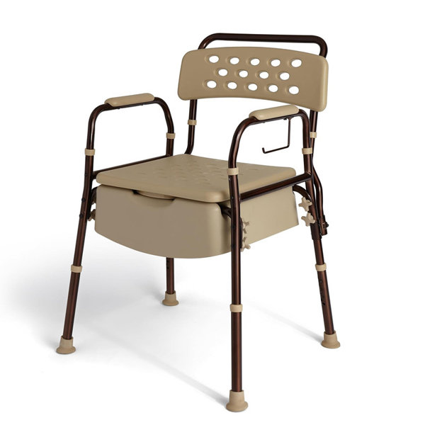 Kiflic Bedside Commode, Height Adjustable Seat and Arm Rests, Flat Lid ...