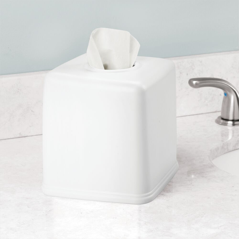 mDesign Plastic Square Facial Tissue Box Cover Holder for Bathroom ...