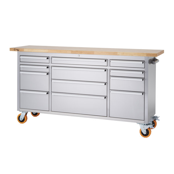 Trinity TRINITY PRO 6 ft. W 12-Drawer Stainless Steel Rolling Mobile ...