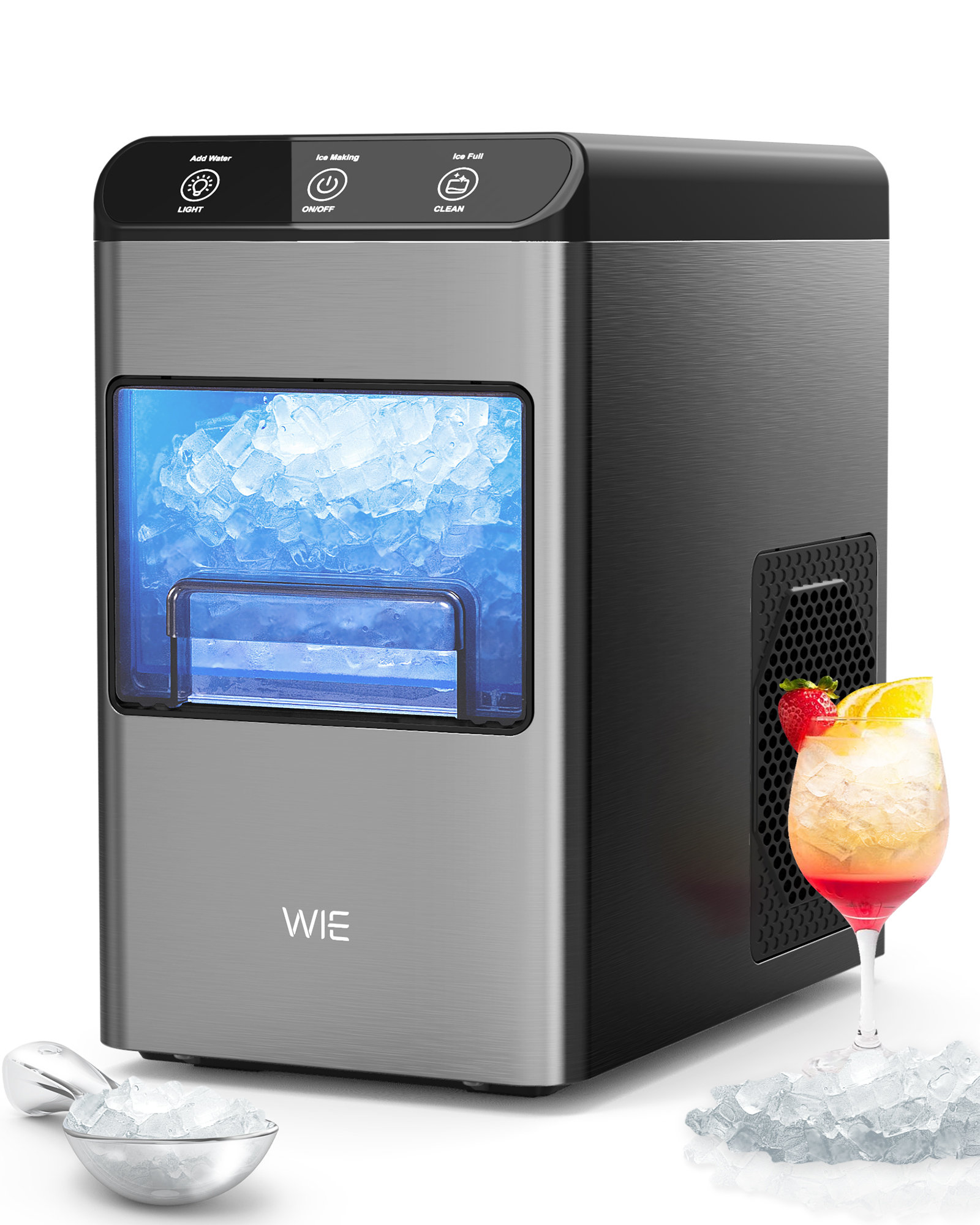 WIE Nugget Ice Makers Countertop for Home Kitchen 37LBS, Pebble Counter ...
