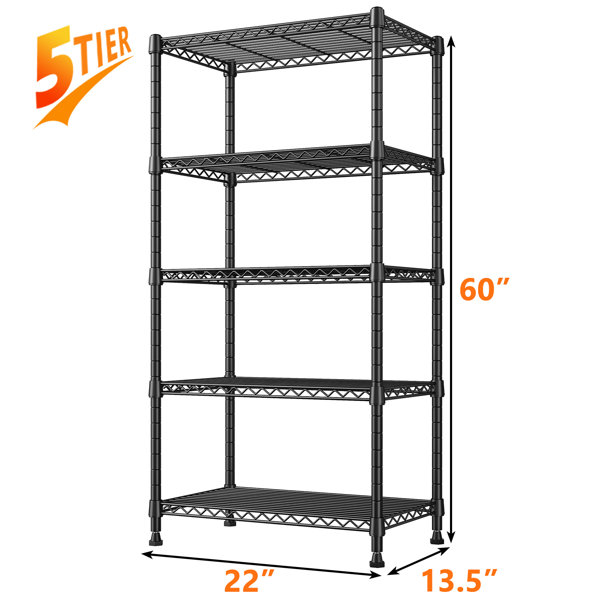 17 Stories 5-Tier Adjustable Shelving Unit, Heavy-Duty Metal Wire ...