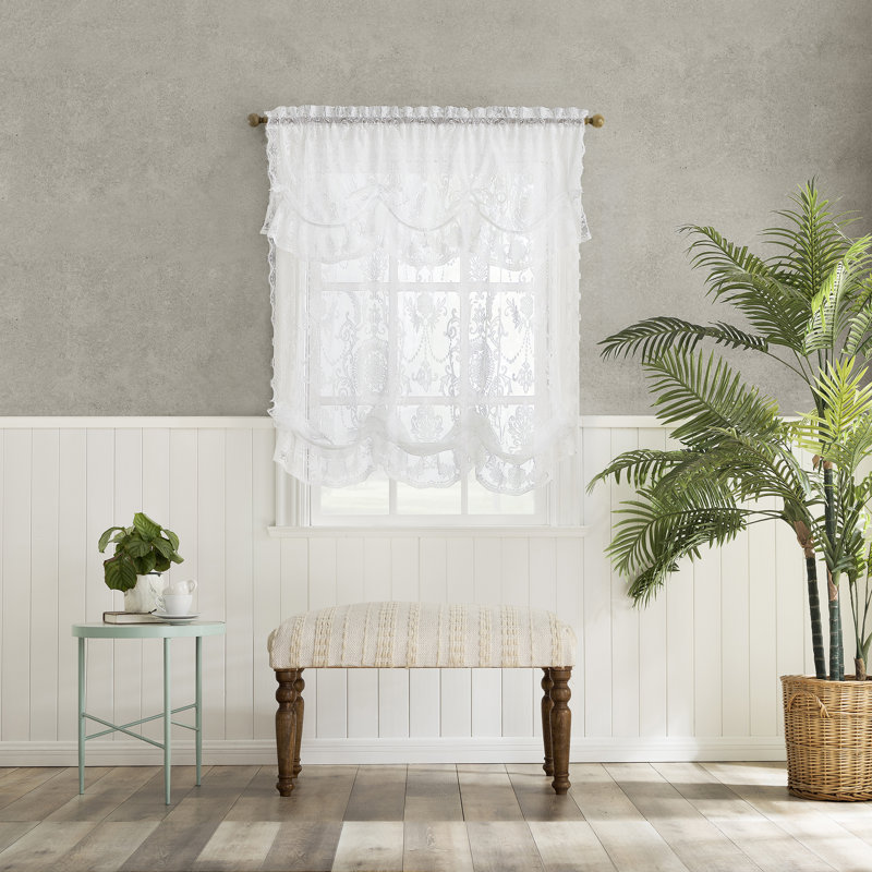 Ophelia & Co. Dakarai Floral Lace Sheer Rod Pocket Window Tie-up Shade ...