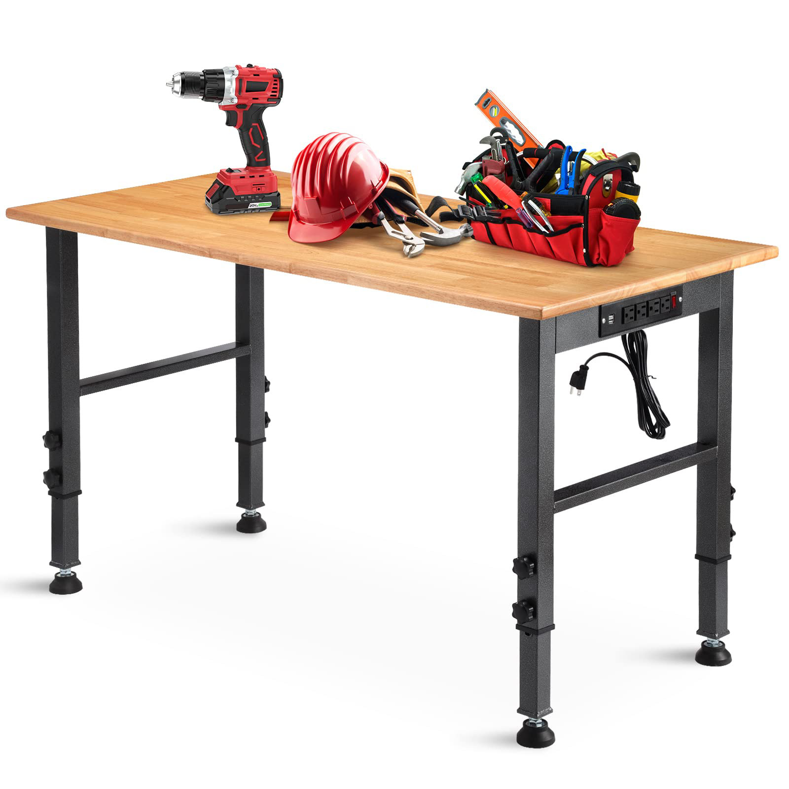 Latitude Run® 48" Adjustable Workbench With Power Outlet, Heavy-Duty ...