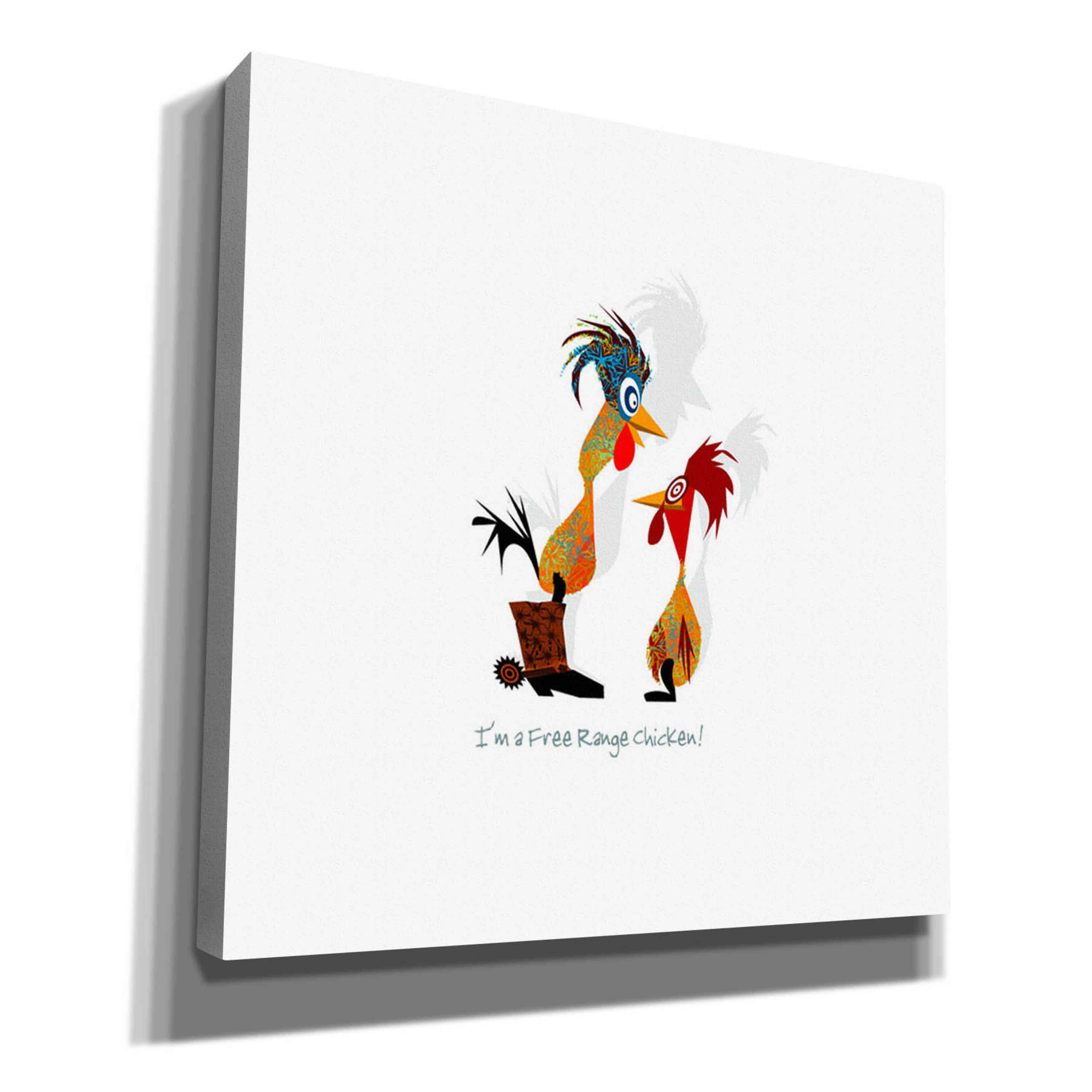 Trinx Free Range Chicken On Canvas by Chuck Wimmer Print | Wayfair