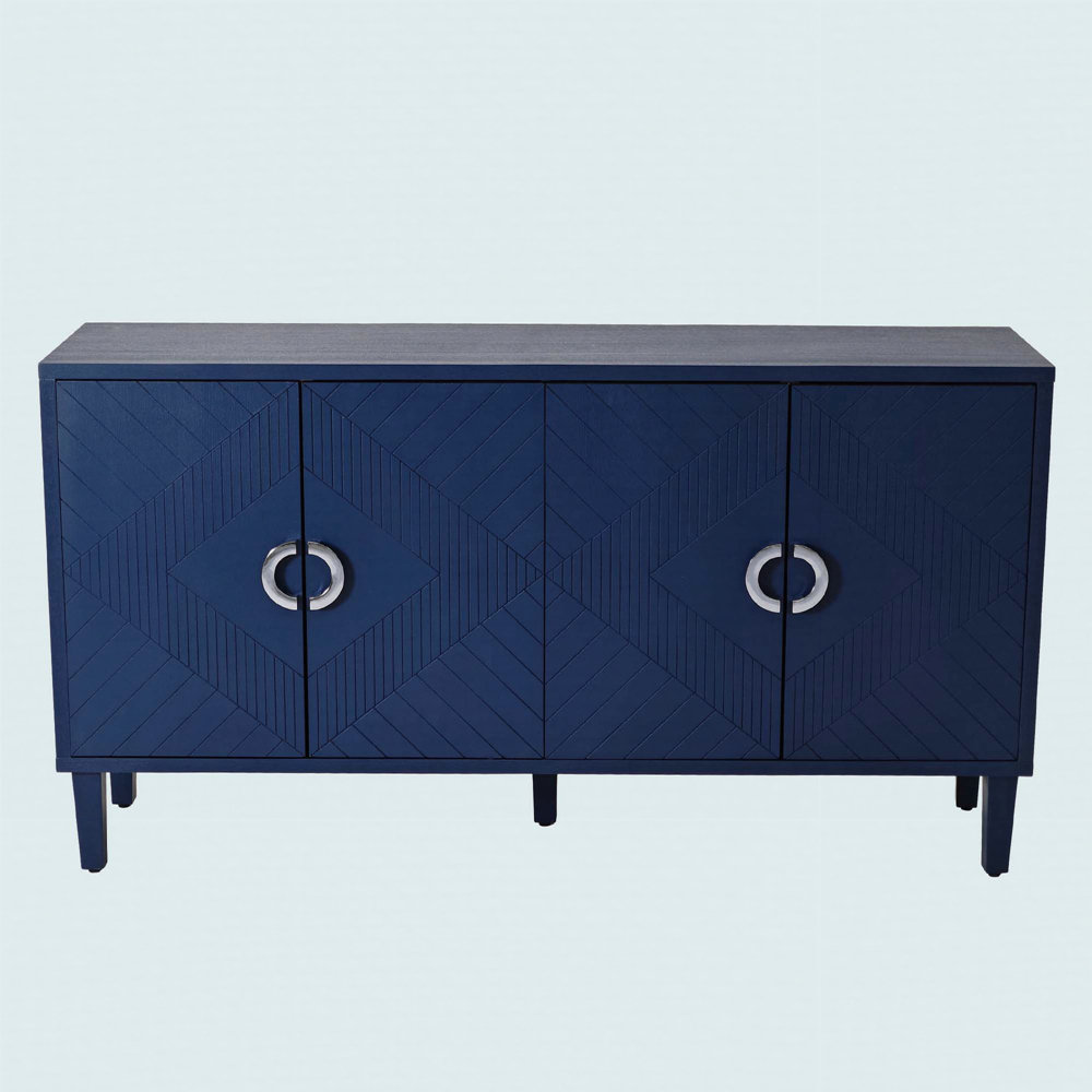Dakota Fields Stylish And Functional 4-Door Storage Cabinet With Pine Legs And MDF | Wayfair