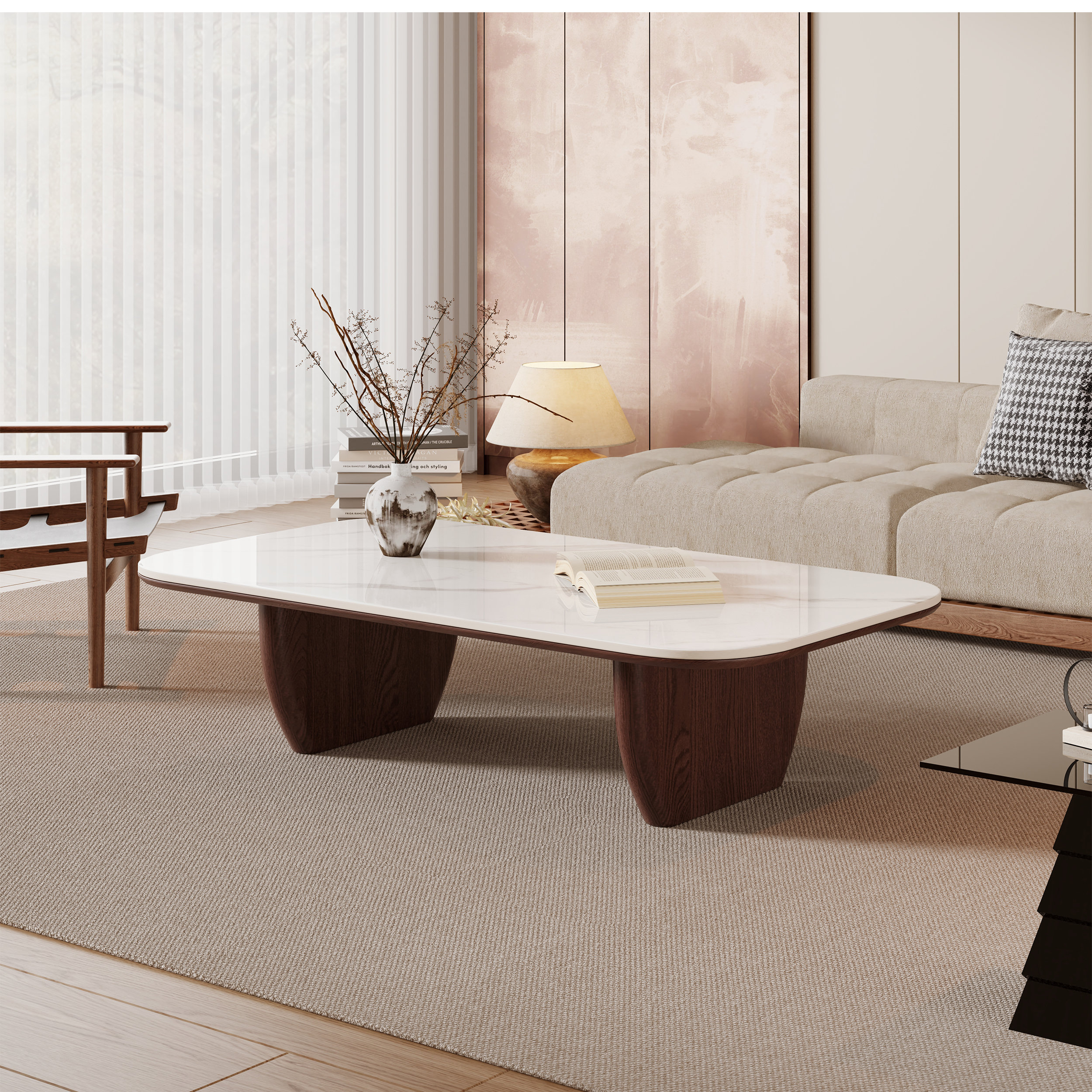 Ivy Bronx Neatha Modern 51" Rectangular coffee table, White Sintered ...