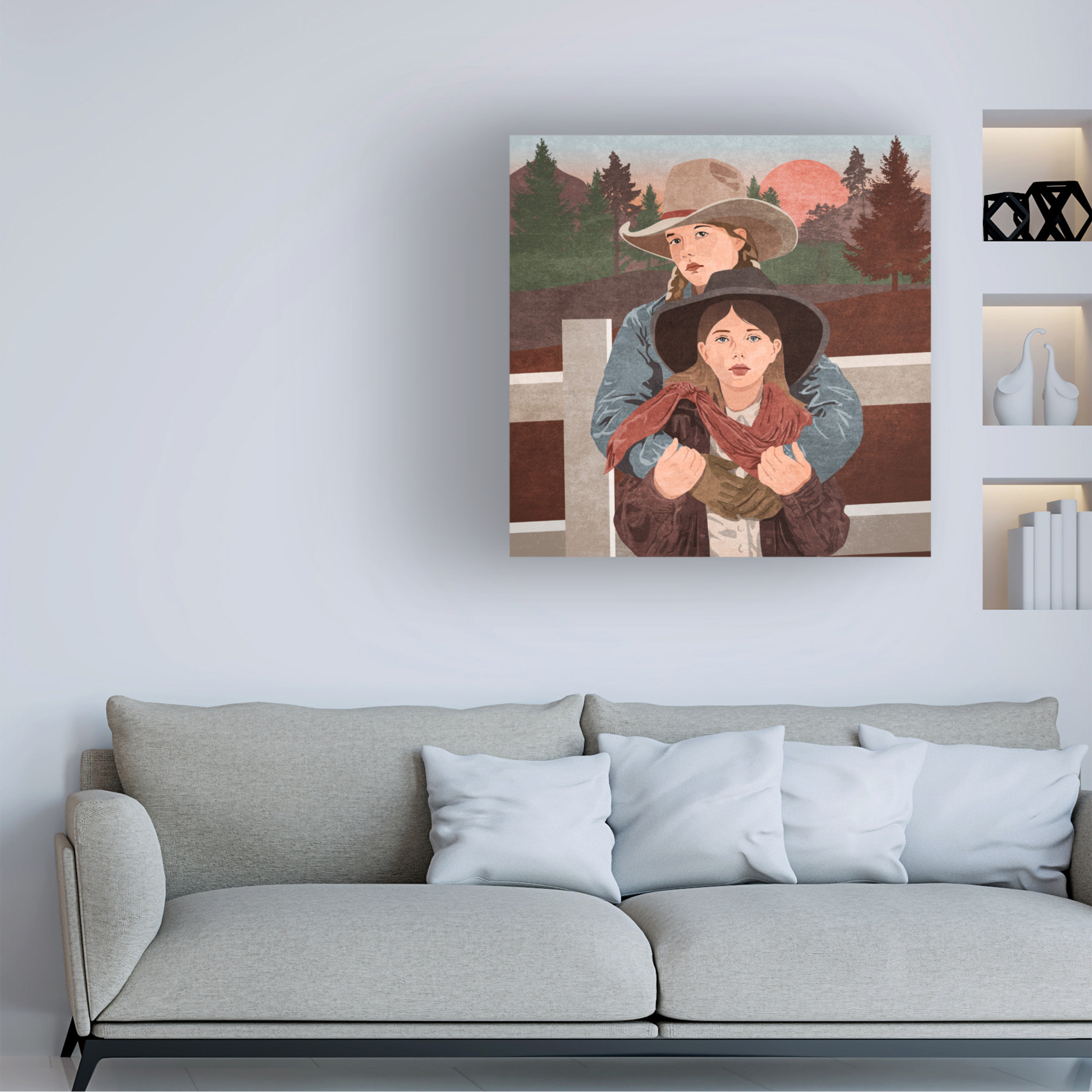 Trademark Fine Art Emel Tunaboylu Western Sisters Canvas Art | Wayfair