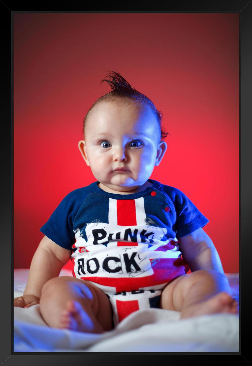 Latitude Run® Punk Rock Baby With Mohawk Photo Art Print Black Wood ...