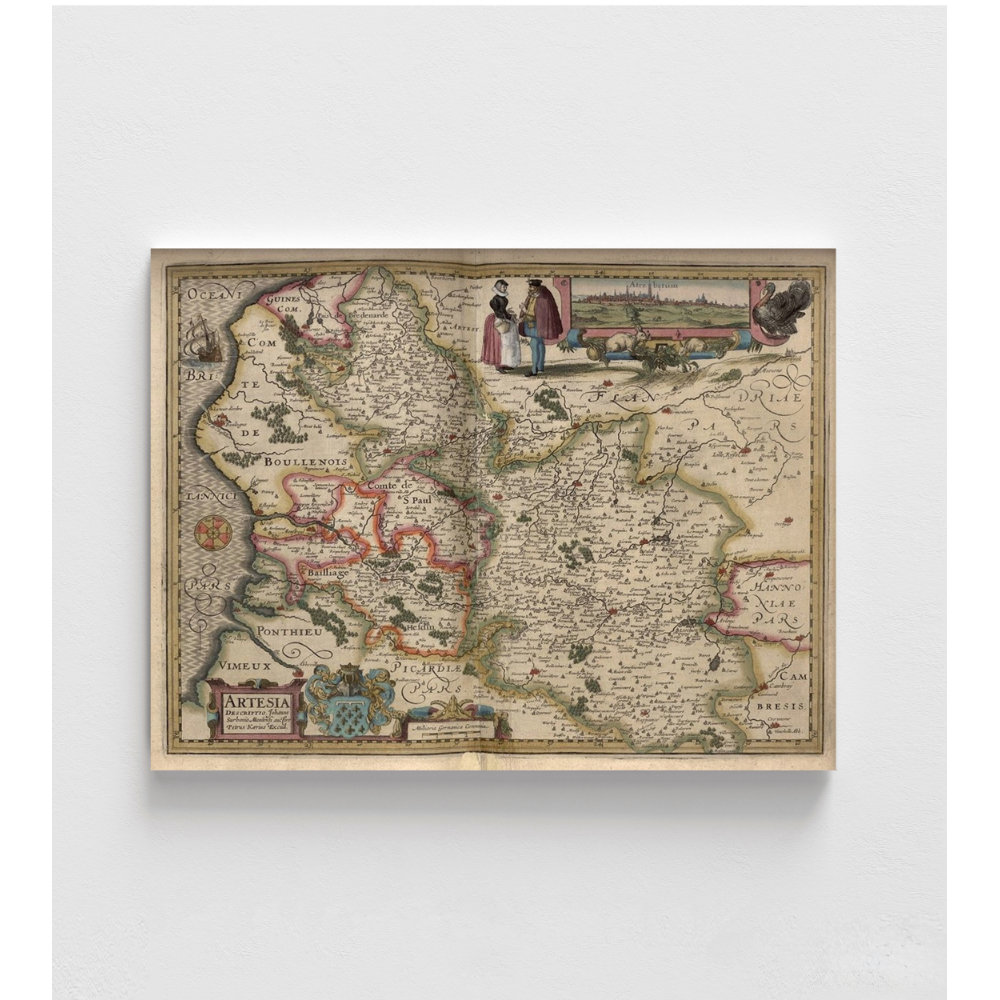WeFrameArt Map Of The Area Around Arras France 1622, Antique French Map ...