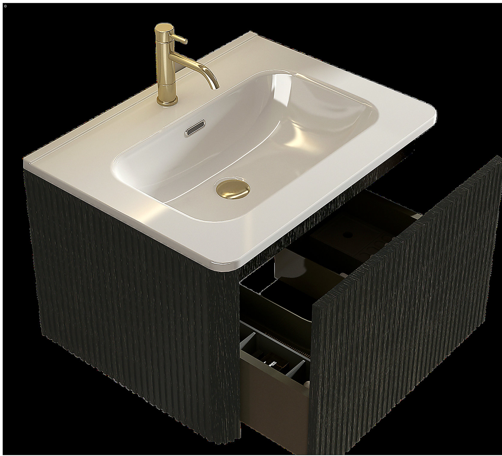 Latitude Run® Striped Brushed Bathroom Dressing Table with Ceramic ...
