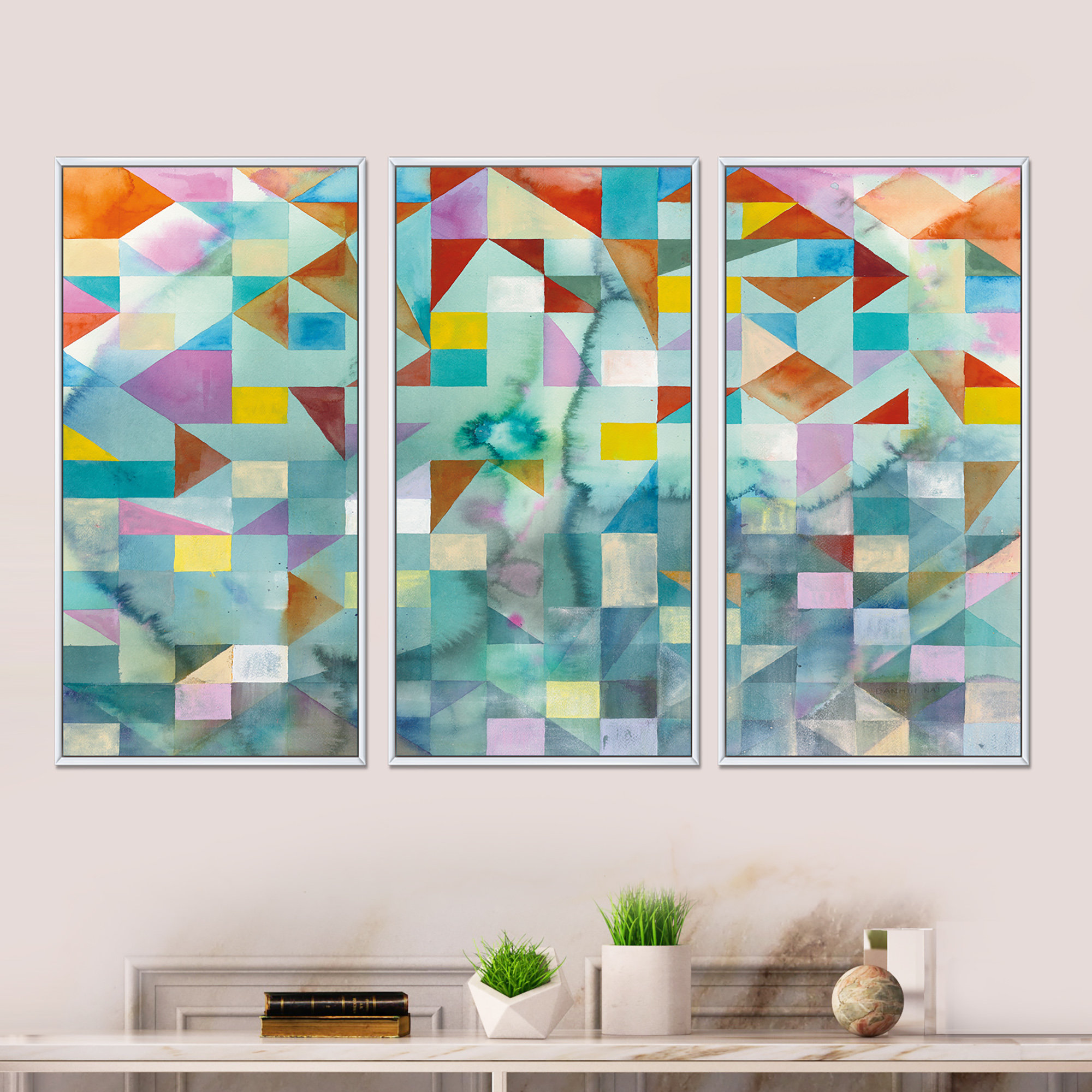 Design Art Modern Patchwork - Modern & Contemporary Framed Canvas Wall ...