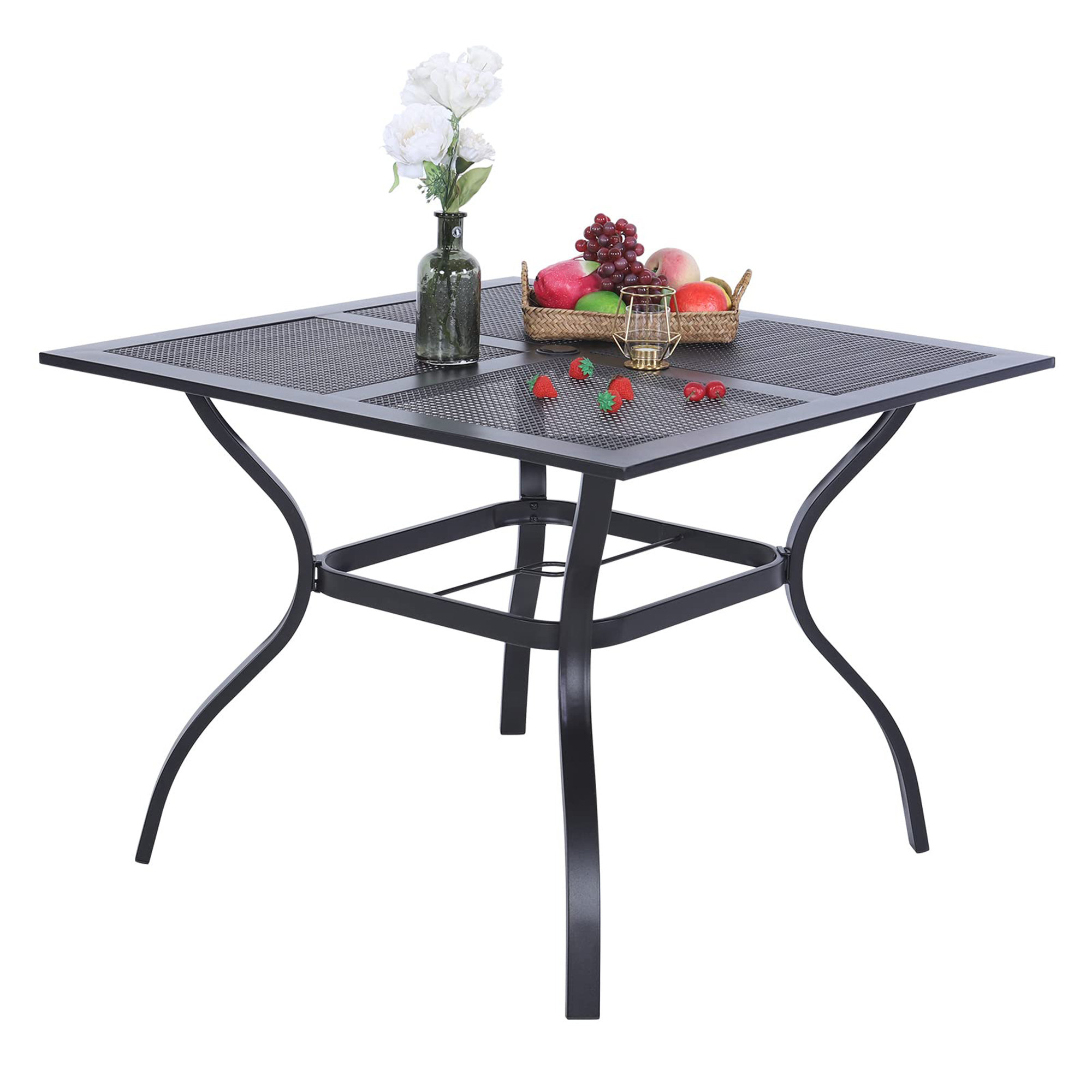 Latitude Run® 37 Inch Outdoor Dining Table Metal Steel Mesh Patio ...