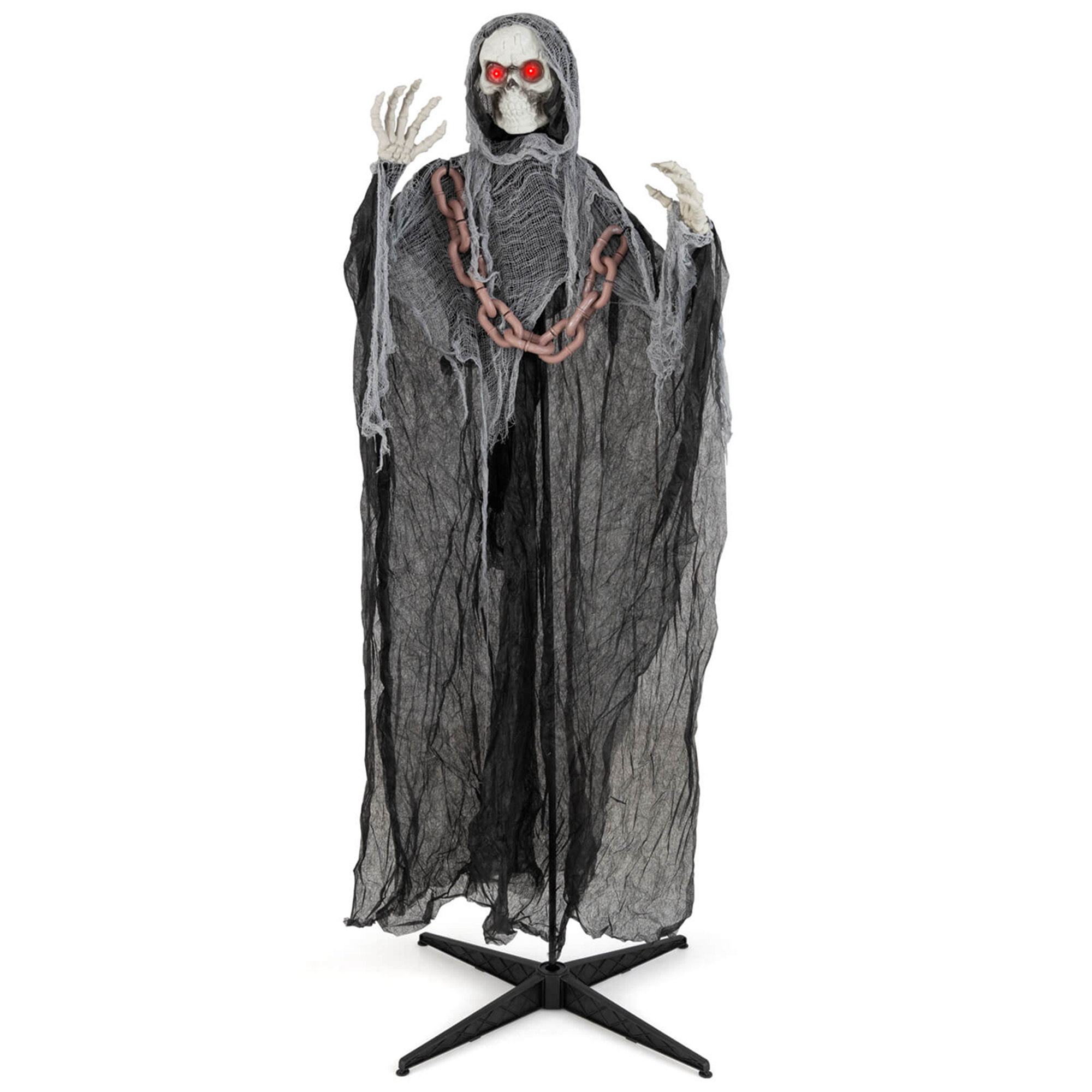 The Holiday Aisle® 6.4 Ft Standing Grim Reaper Halloween Animatronic ...