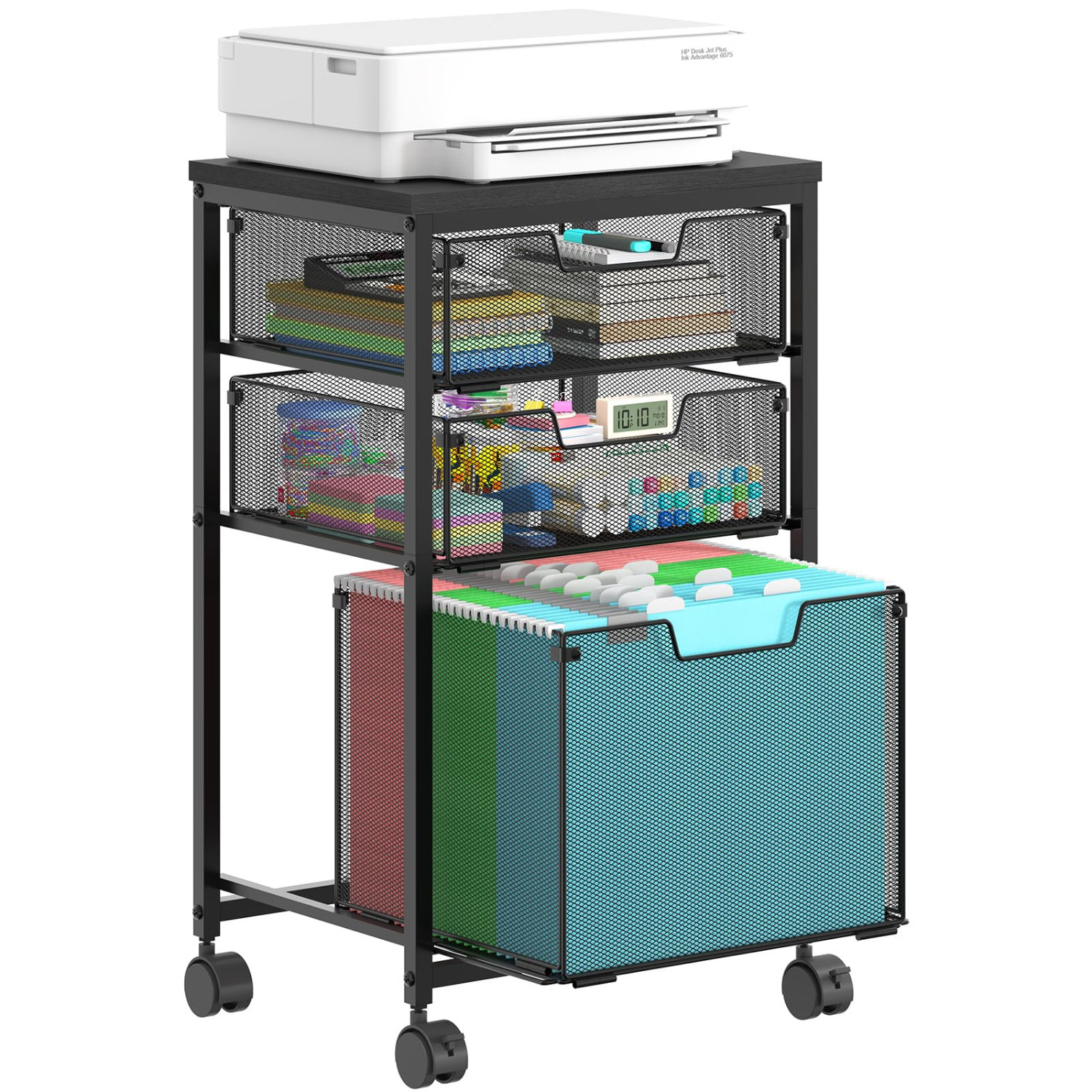 Orblue Rolling File Cart With 3 Drawers, Under Desk Storage Mobile ...