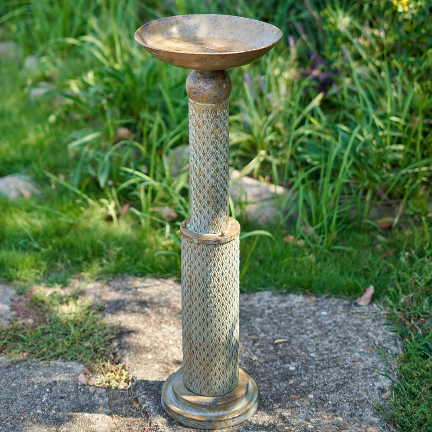 Bungalow Rose Thony 35.4" H×12.2" W Metal Bird Bath Bird Feeder | Wayfair