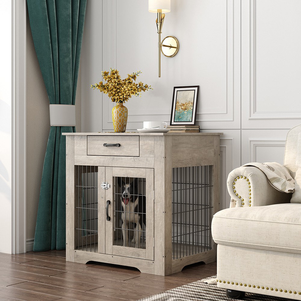 Tucker Murphy Pet™ 30'' Furniture Style Dog Crate End Table W/ Drawer ...