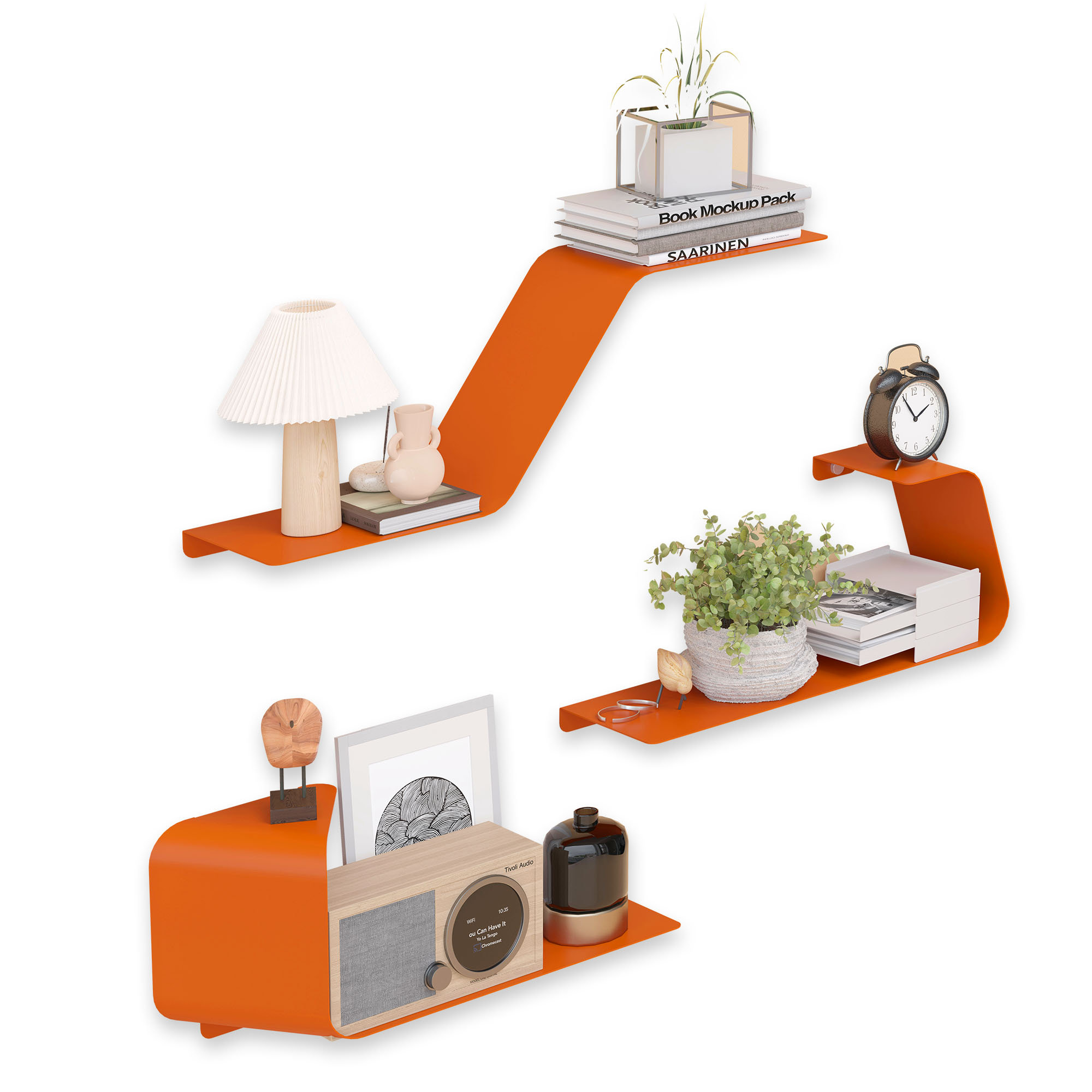 Wrought Studio™ Eliyah Metal Floating Shelf, Wall Mounted Metal Shelves ...