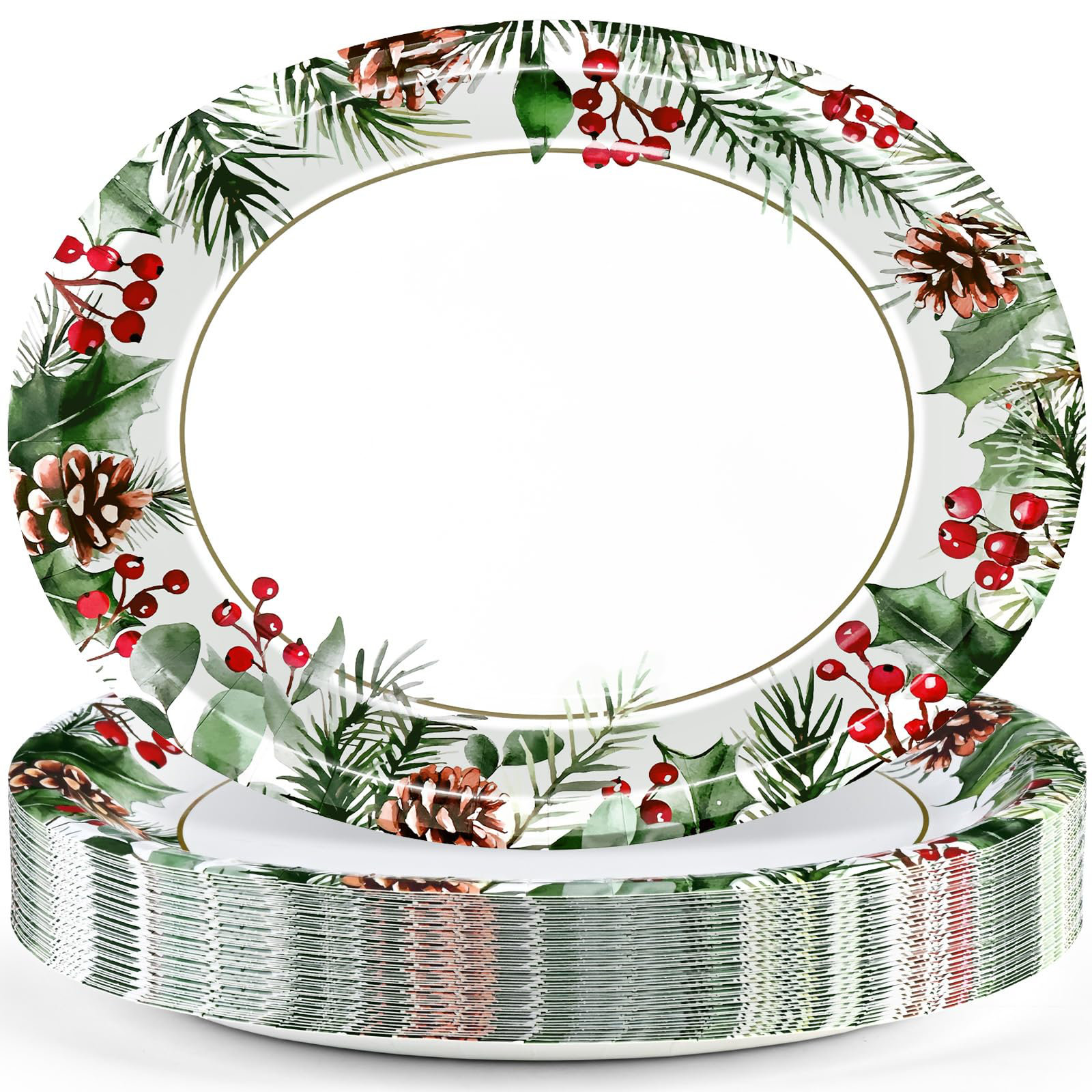 Ophelia & Co. 100 PCS Christmas 400GSM heavy duty paper plates 50 PCS 9 ...