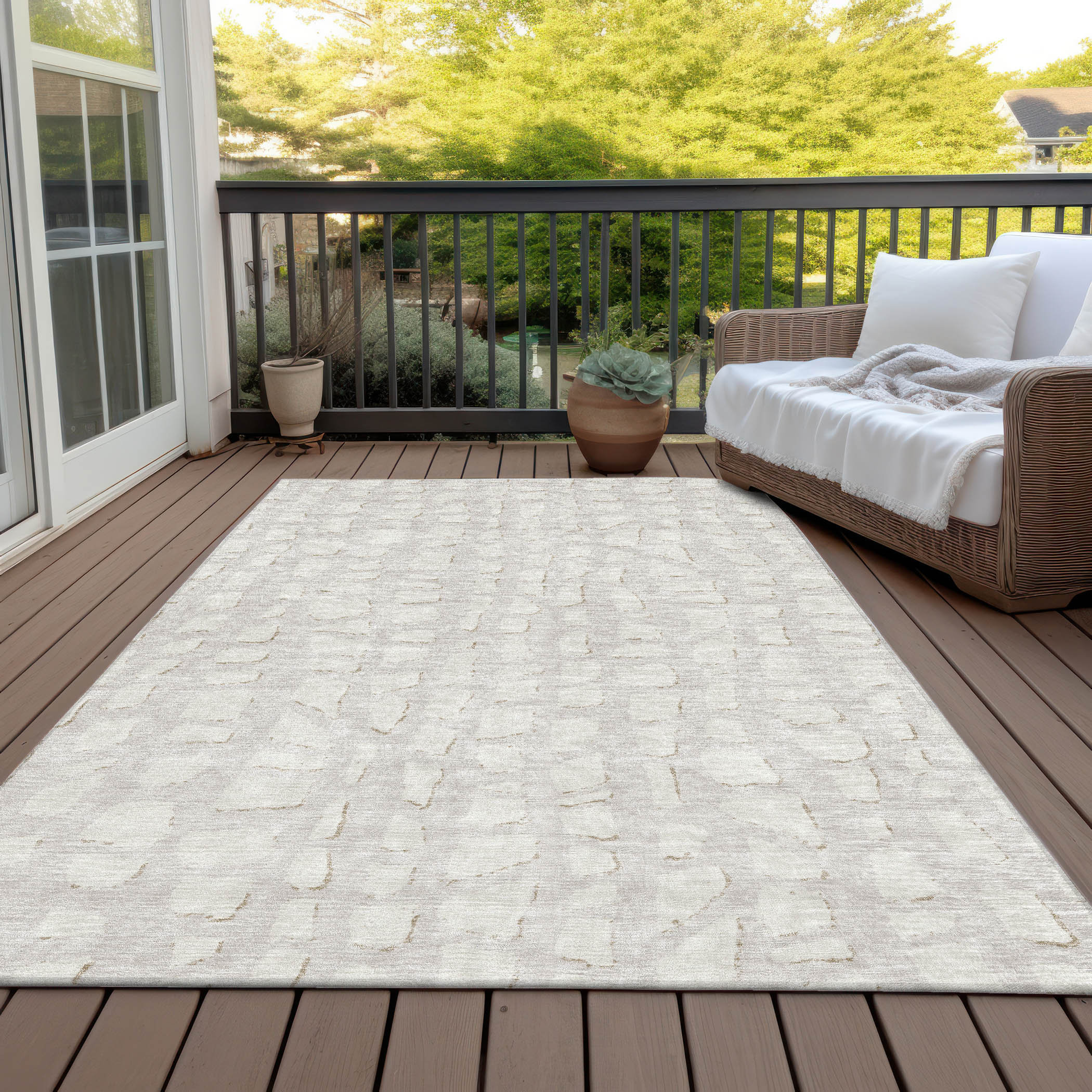 Langley Street Lamanna Striped Machine Woven Polyester Indoor / Outdoor ...