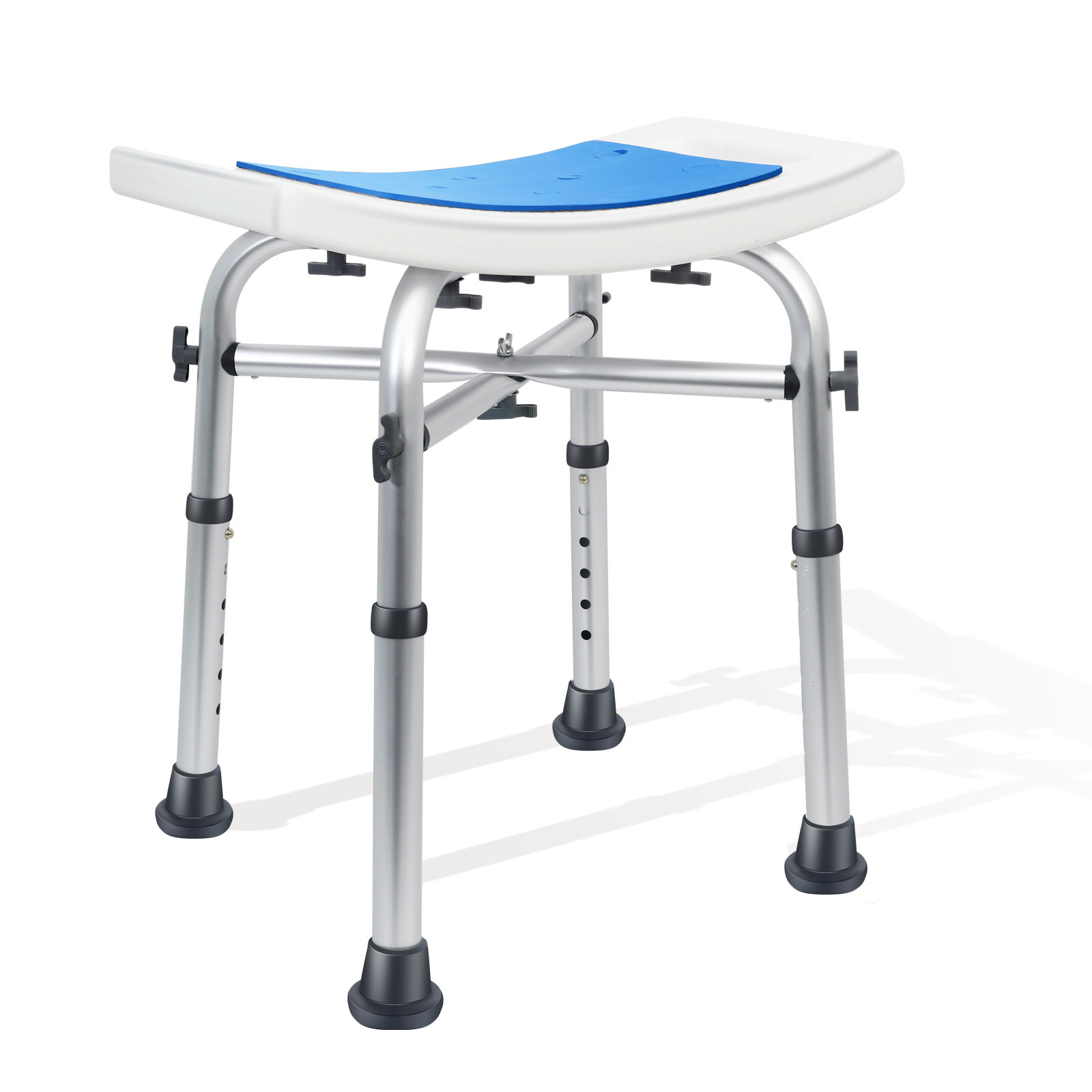 Ebern Designs Blue Upgraded Shower Stool, 17.3*10.6*16~19in | Wayfair