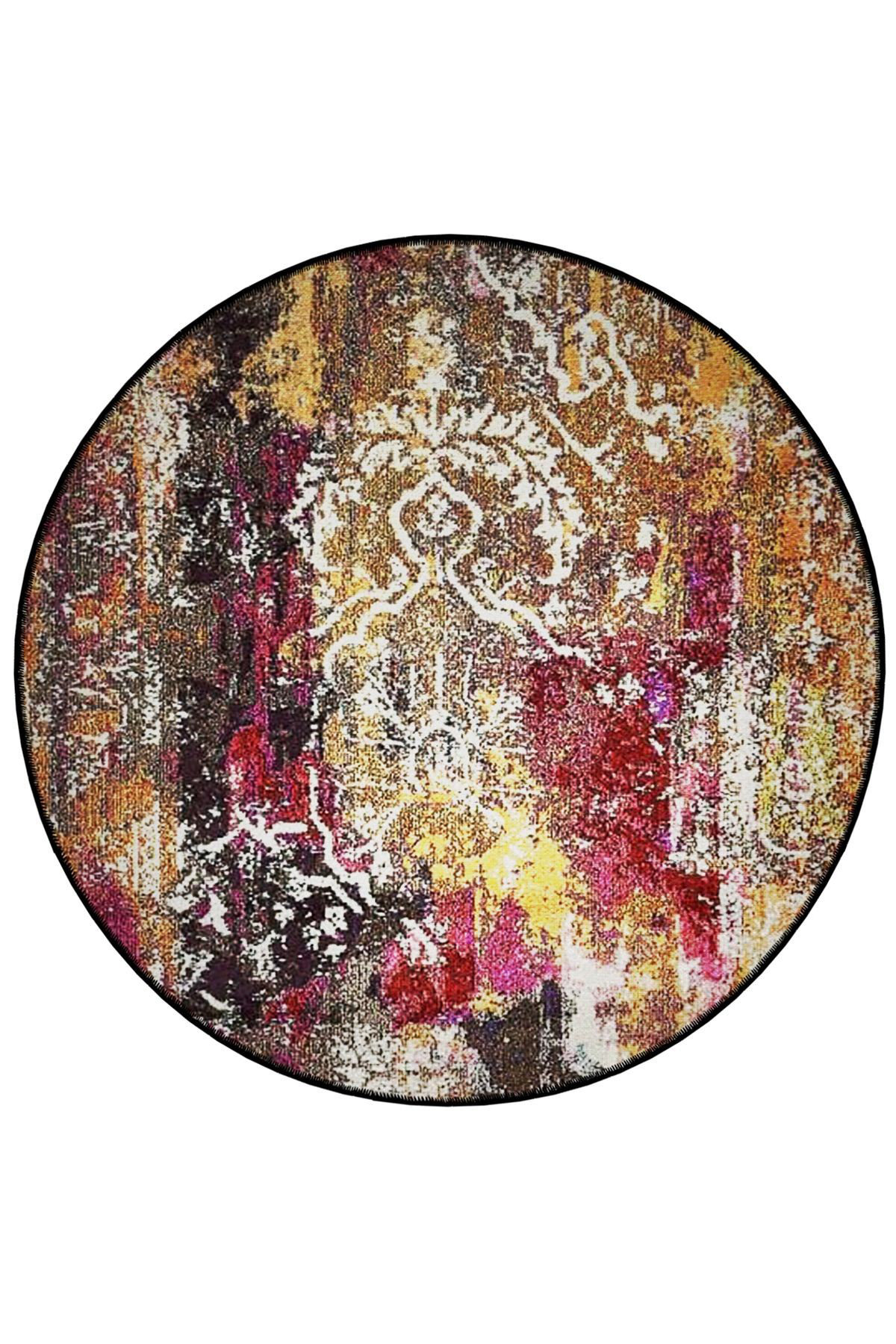Hokku Designs Multi Color Traditional Motif Pattern Round Woven Base ...