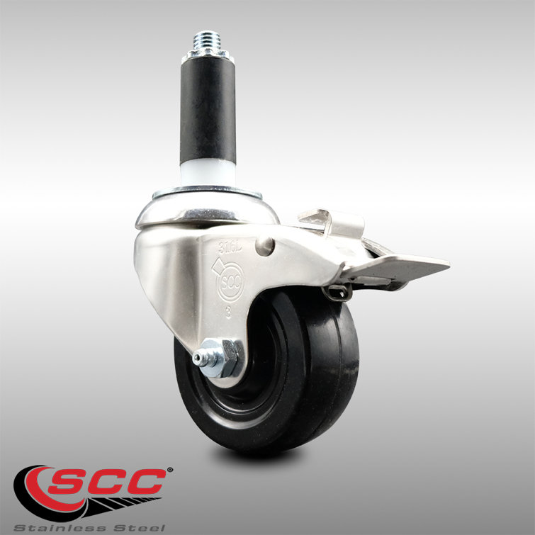 Service Caster Hard Rubber Swivel Expanding Stem Caster Lock Brake ...