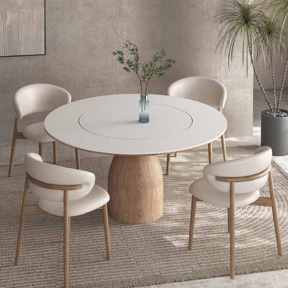 Greyleigh Solid Wood Rock-Plate Round Dining Table Chair Set Round ...
