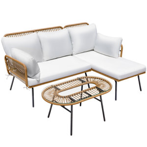 Wade Logan Areyana 3 Piece Rattan Sofa Seating Group with Cushions ...