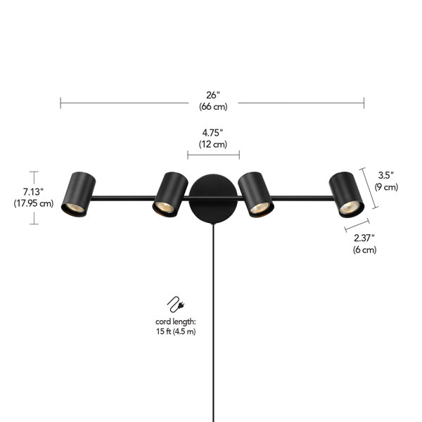 Globe Electric Company 26 Inch 4-Light Matte Black Plug-In Track ...