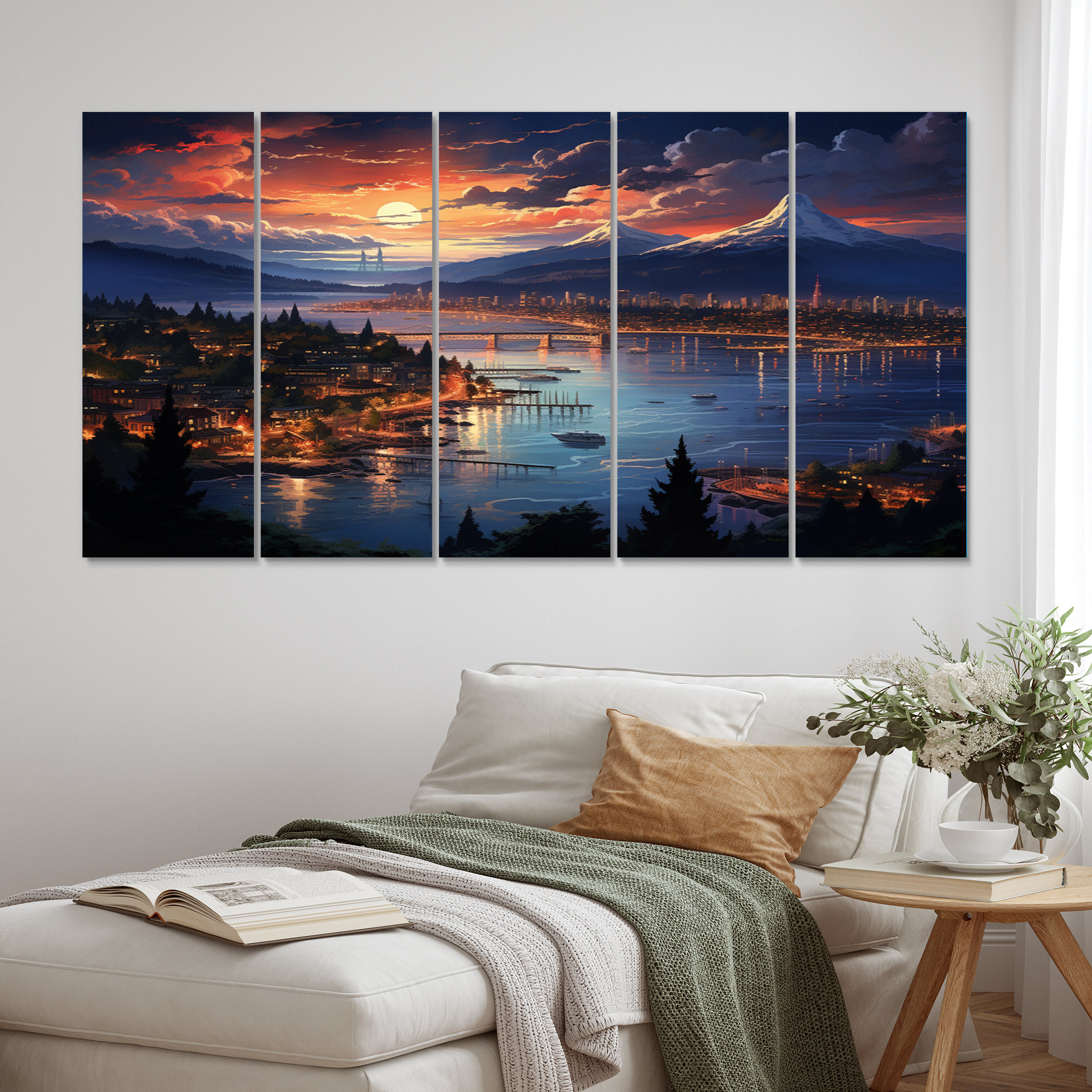 Red Barrel Studio Cityscape Mountain Twilight I - Architecture Metal ...