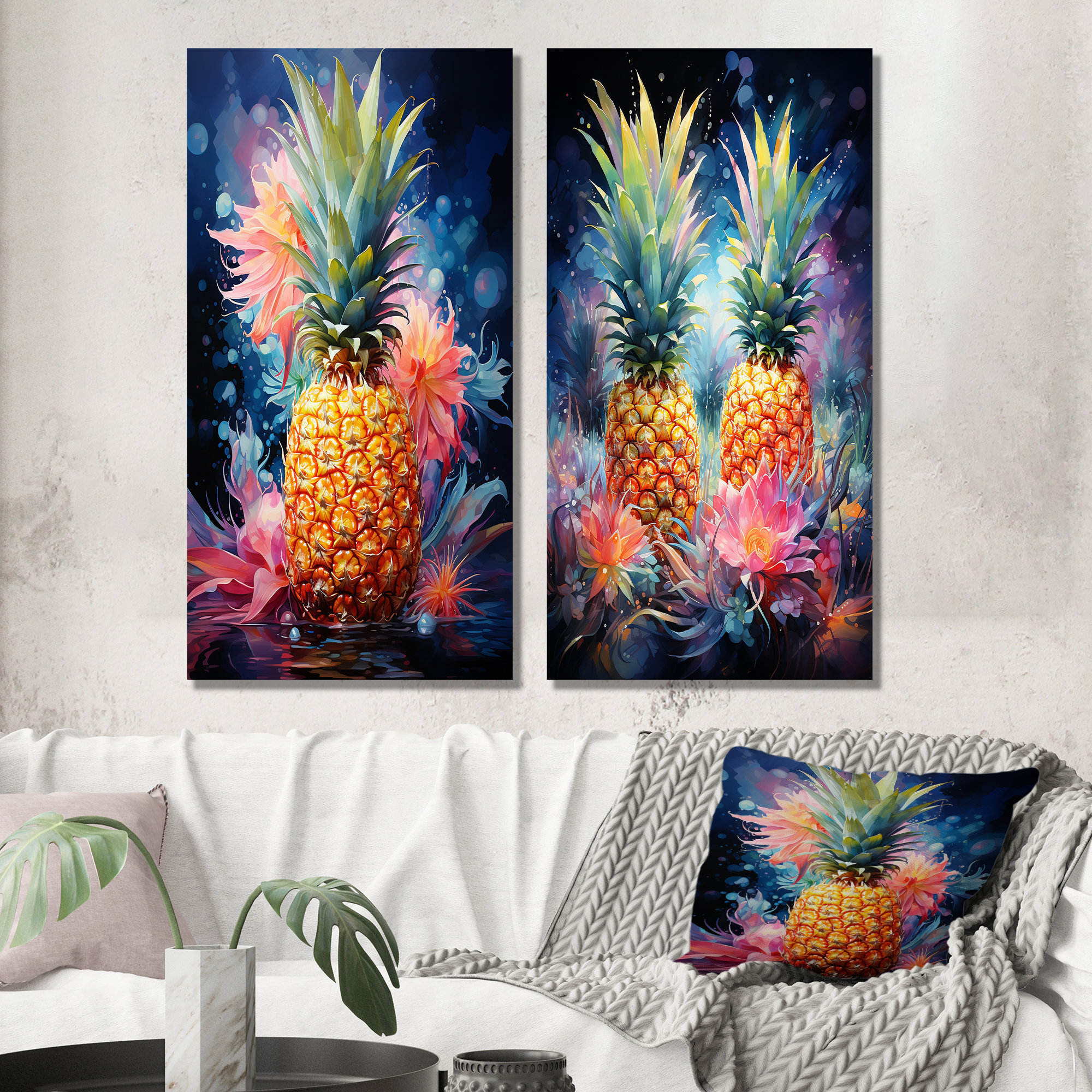 Bay Isle Home™ Green And Yellow Cosmic Pineapple I - Pineapples Canvas ...