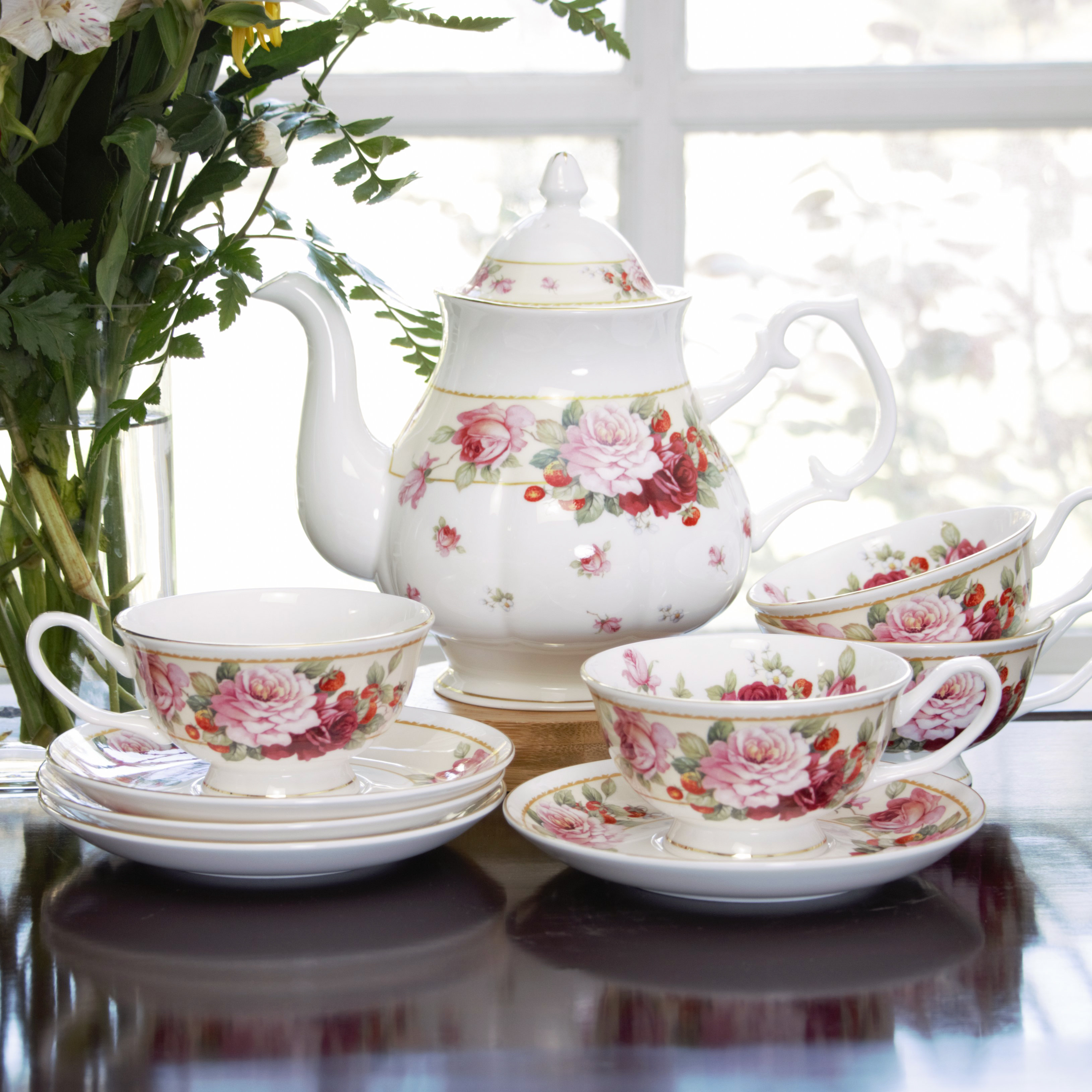 Grace's Tea Ware Gracie Bone China Peony and Strawberry Collection ...