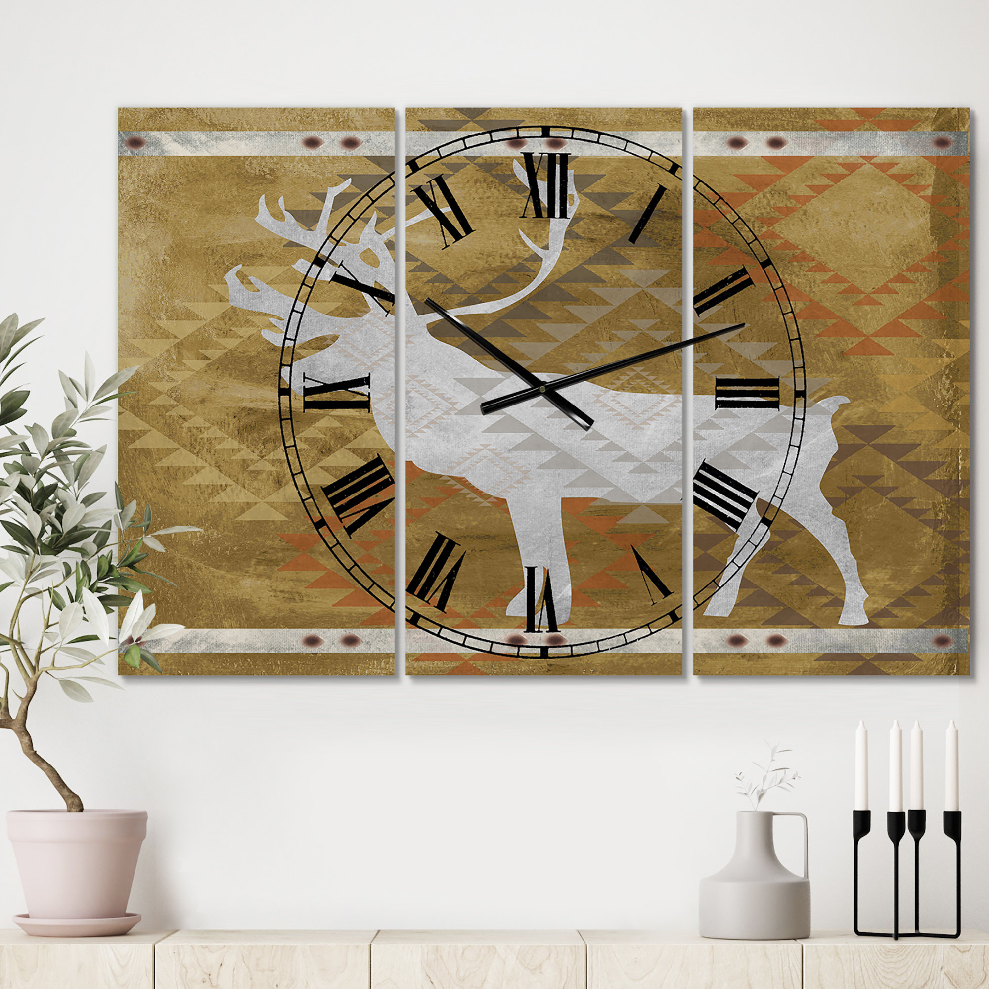 East Urban Home Patterned Walking White Moose - Large Traditional 3 ...