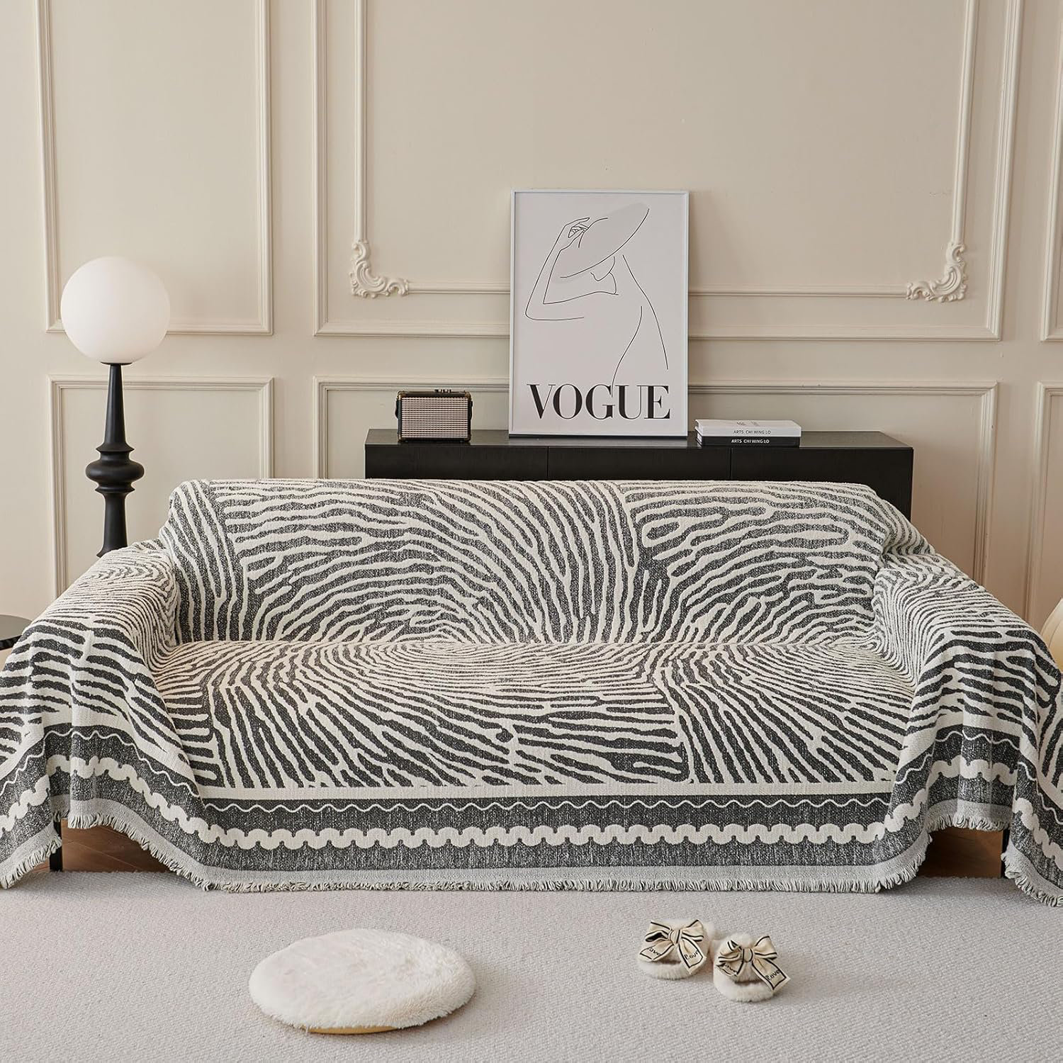 Latitude Run® Chenille Geometric Sectional Couch Cover Sofa - Wayfair ...