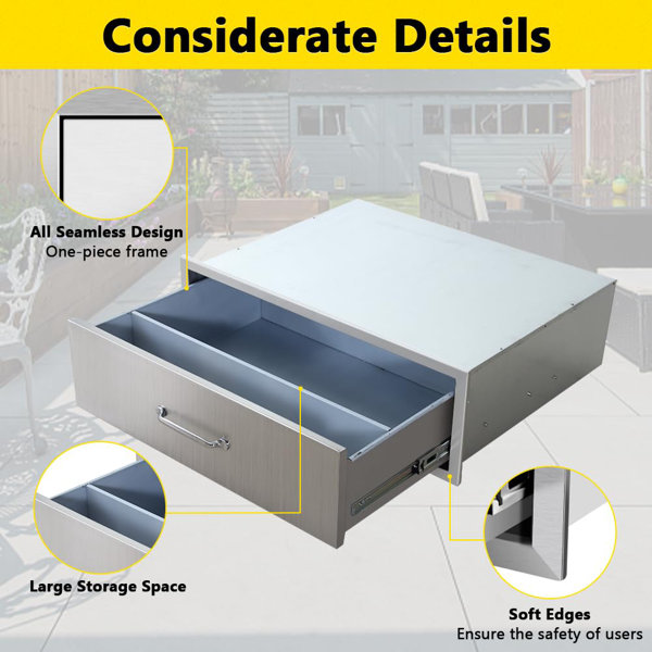 Homhougo 30'' Stainless Steel Grade 304 Stainless Steel Drawers | Wayfair