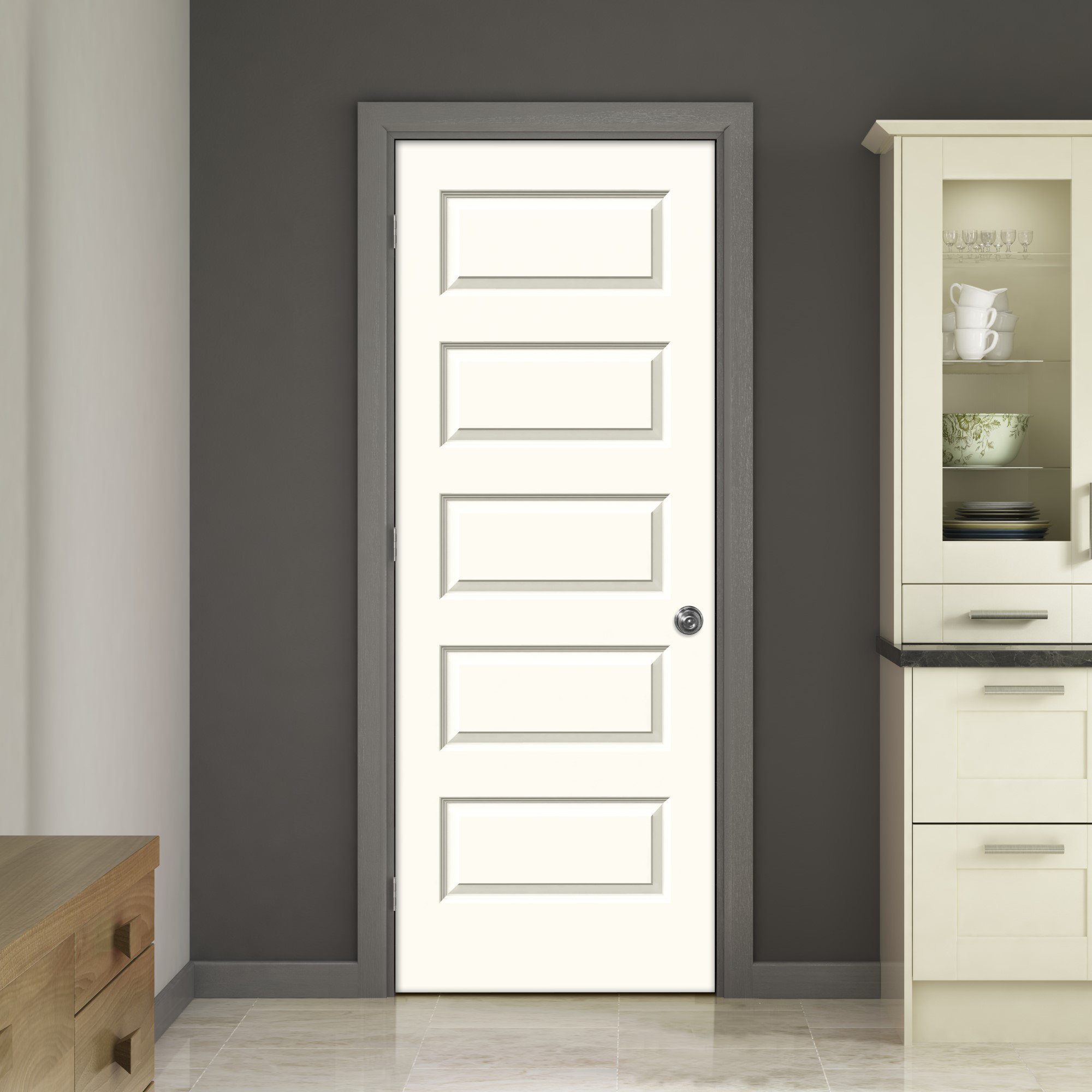 MMI DOOR Paneled Solid Manufactured Wood Primed Molded Interior ...
