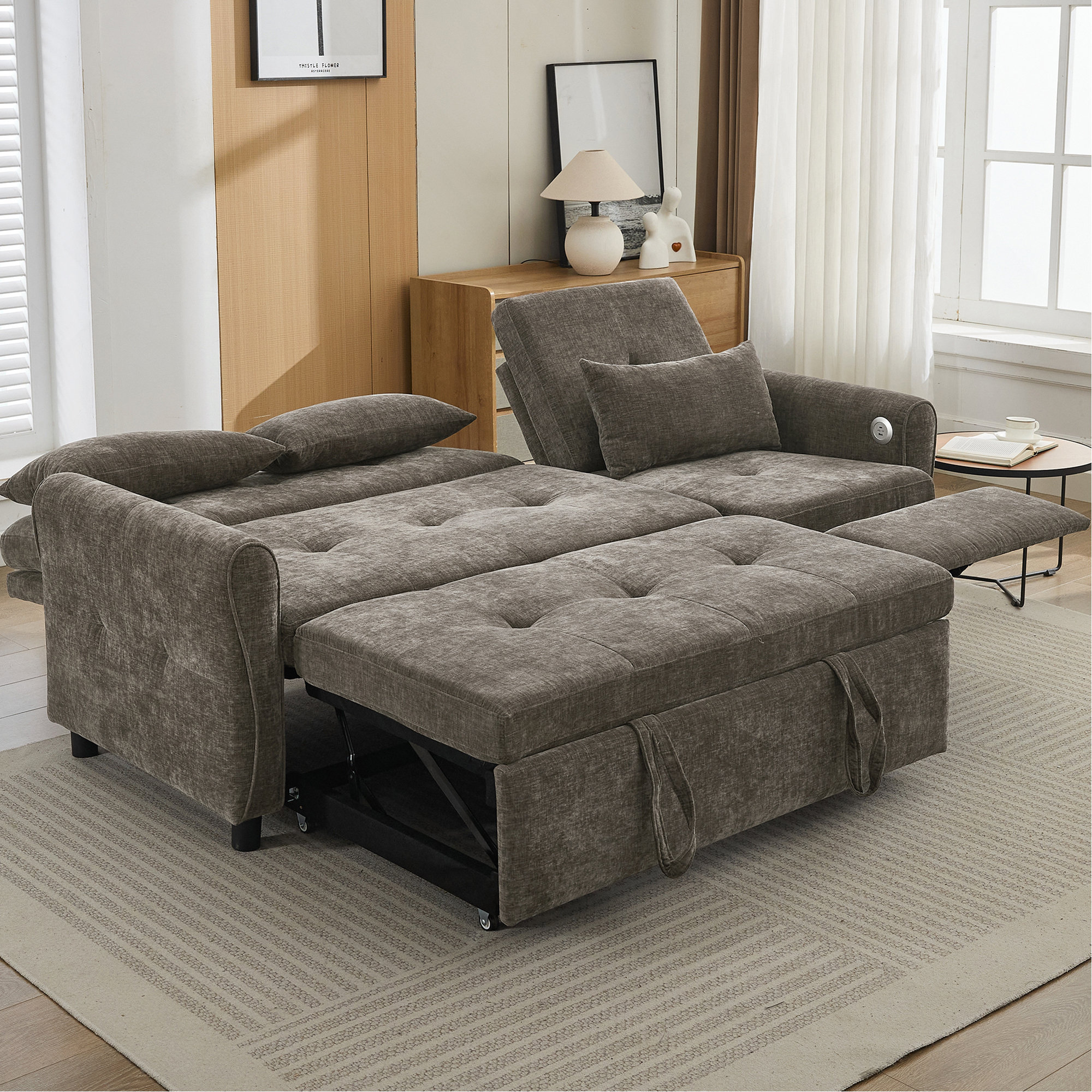 Latitude Run® 2-In-1 Sofa 82" Three-Seater Sofa With A Sofa Bed And A ...