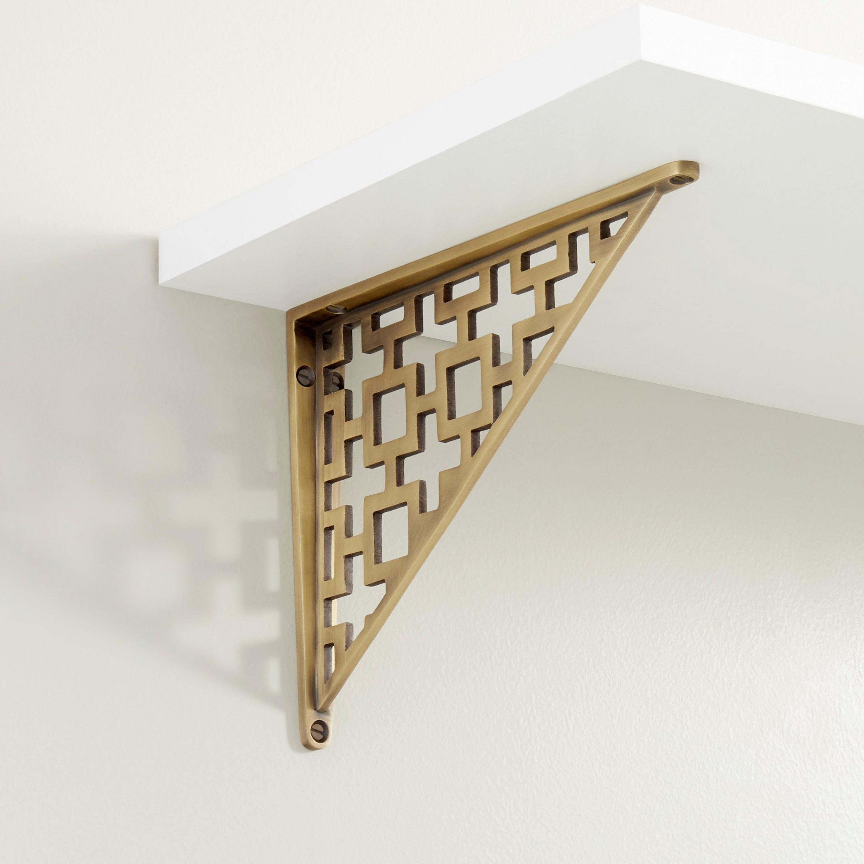 Signature Hardware Durand Solid Brass Shelf Bracket - Antique Brass ...
